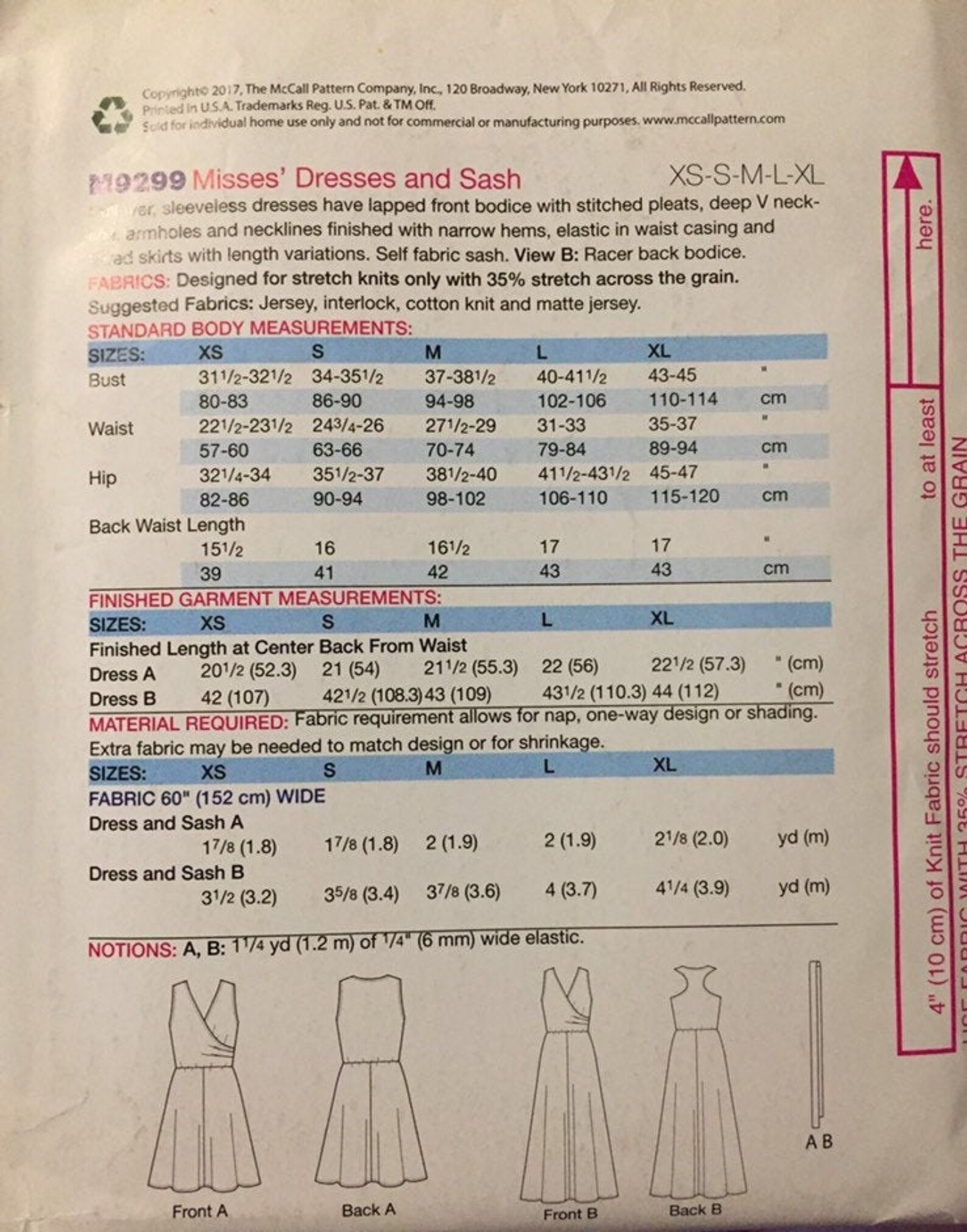 Misses' Pull Over Dresses and Sash Sewing Pattern Mccall's 9299 Misses ...