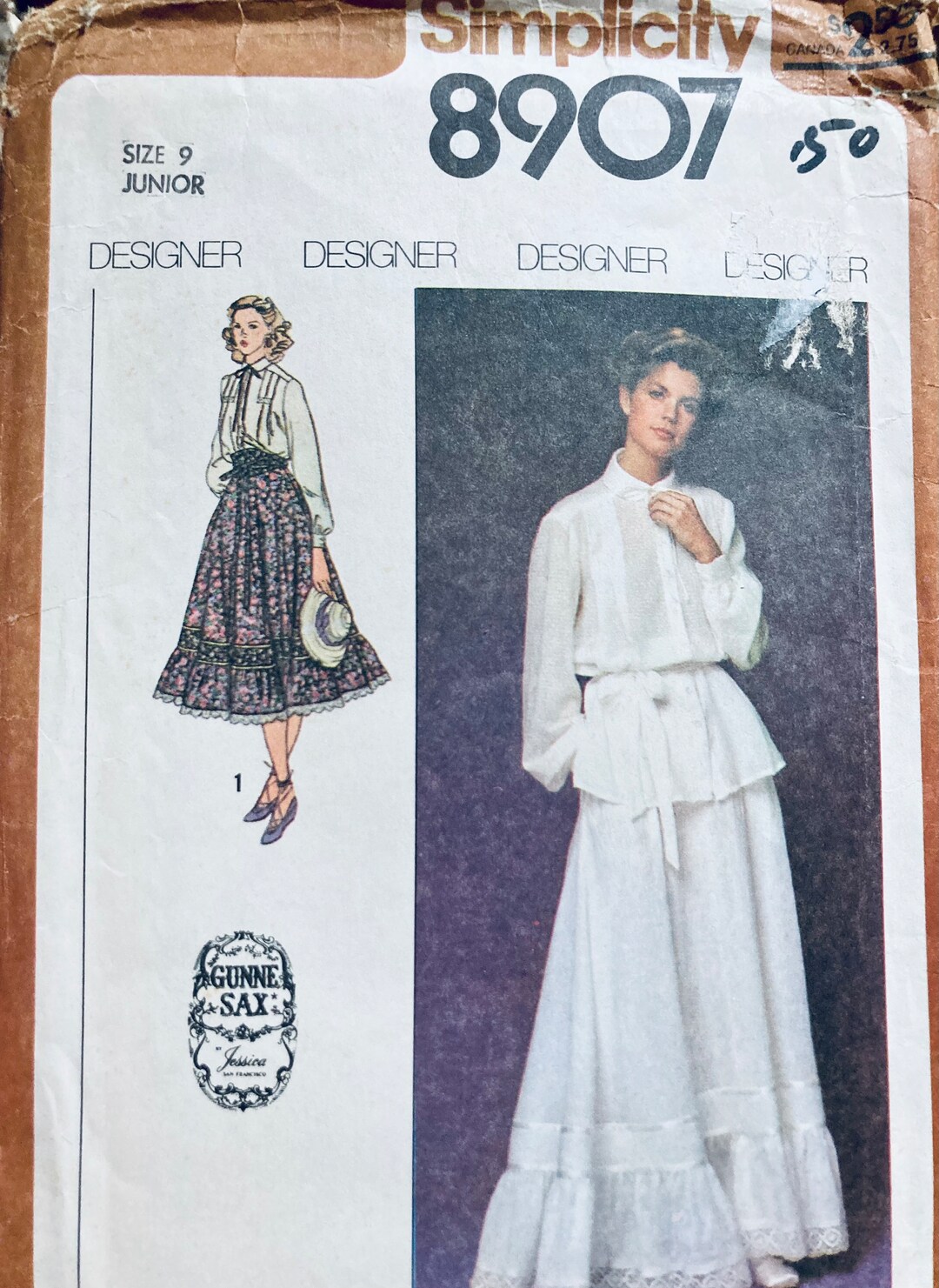 1970's Gunne Sax by Jessica Skirt in Two Lengths and Blouse Sewing ...