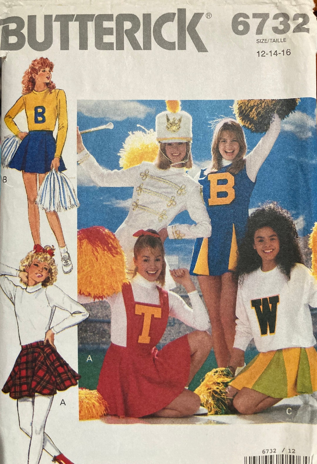 Misses’ Cheerleader and Majorette Outfit Sewing Pattern Butterick 6732 ...