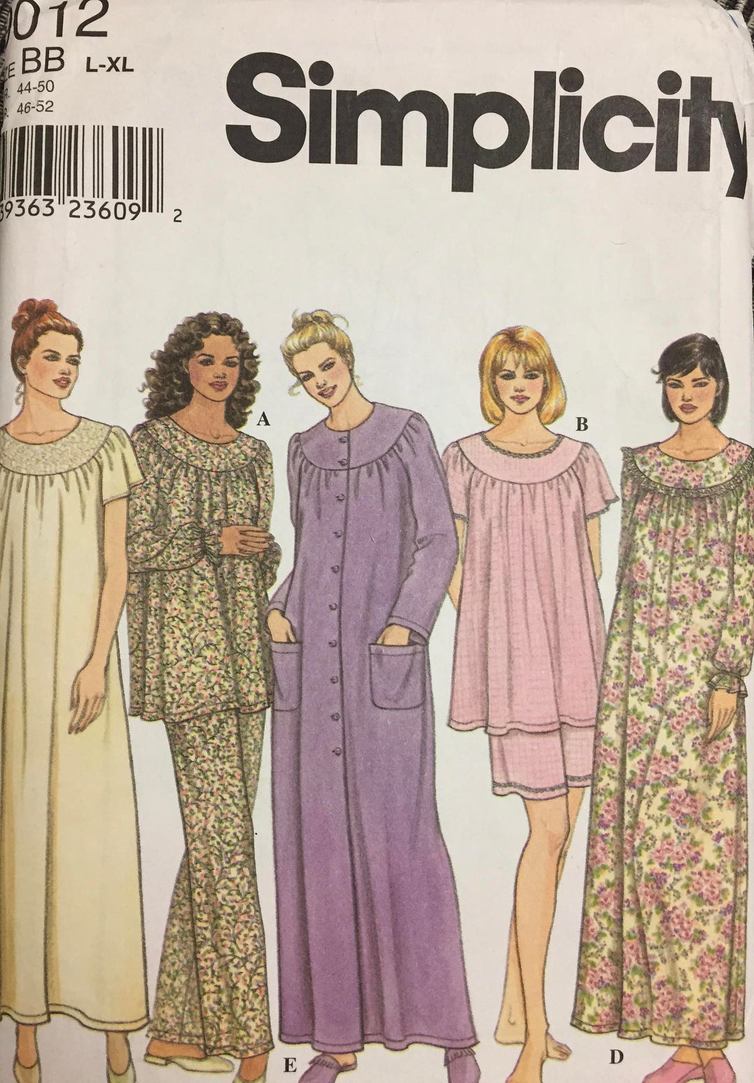 Misses's Sleepwear Sewing Pattern Simplicity 9012 Bust 40-46 Inches ...