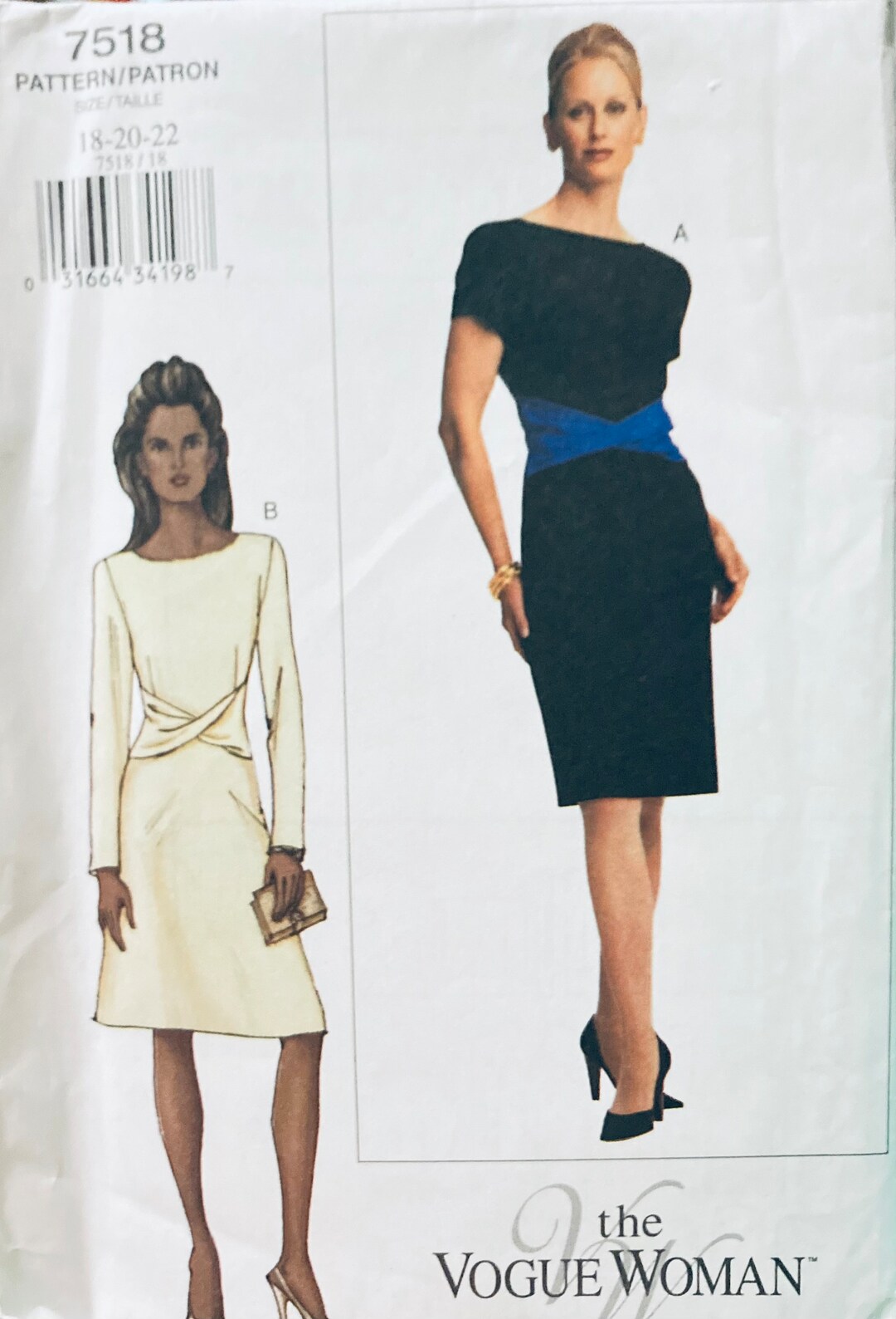 Vogue Woman Misses’ Cocktail Dress Sewing Pattern Vogue 7518 Size 18-22 ...