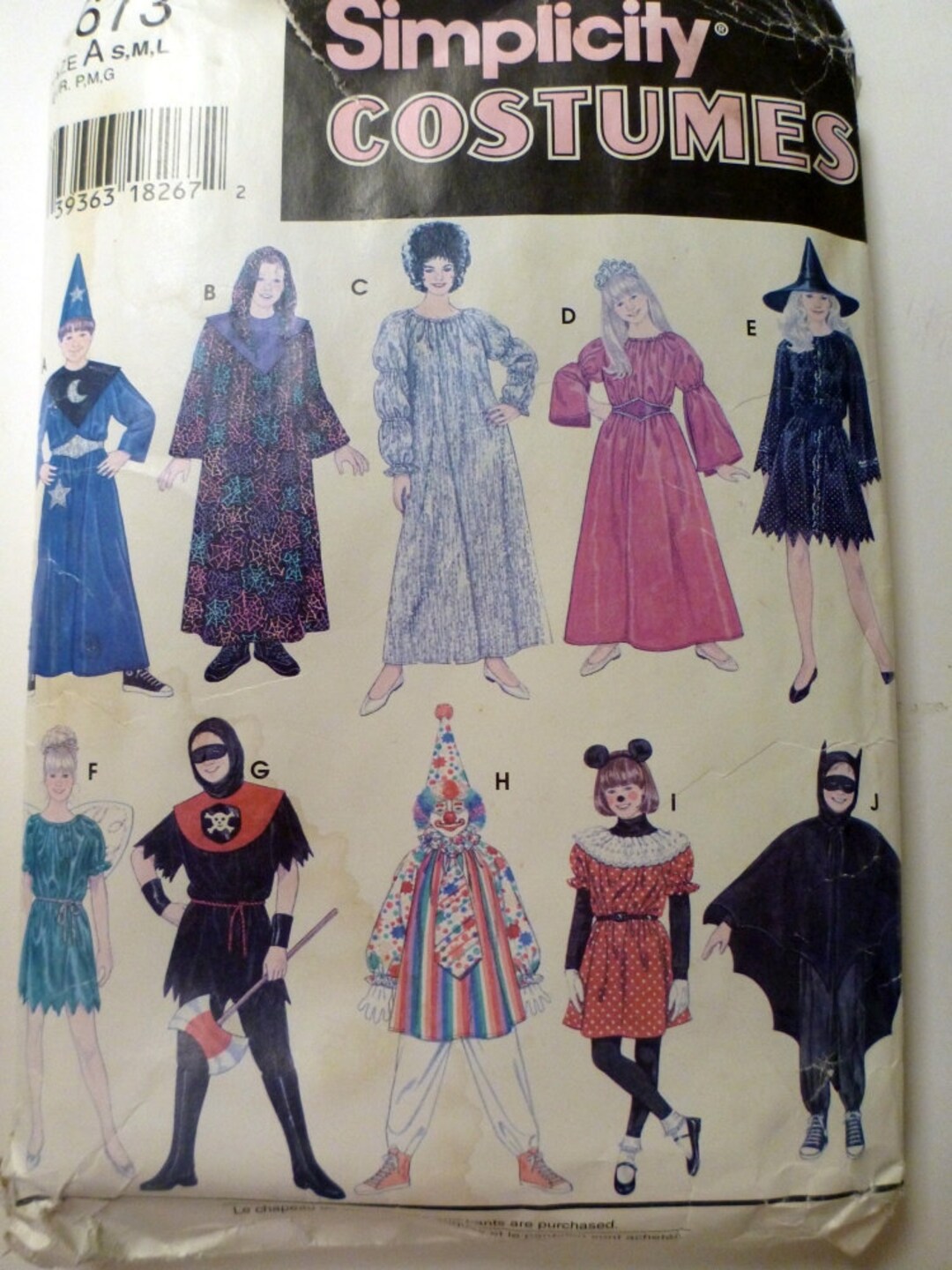 Simplicity 0673 Costume Sewing Pattern: Batman, Wizard, Witch - Size S ...