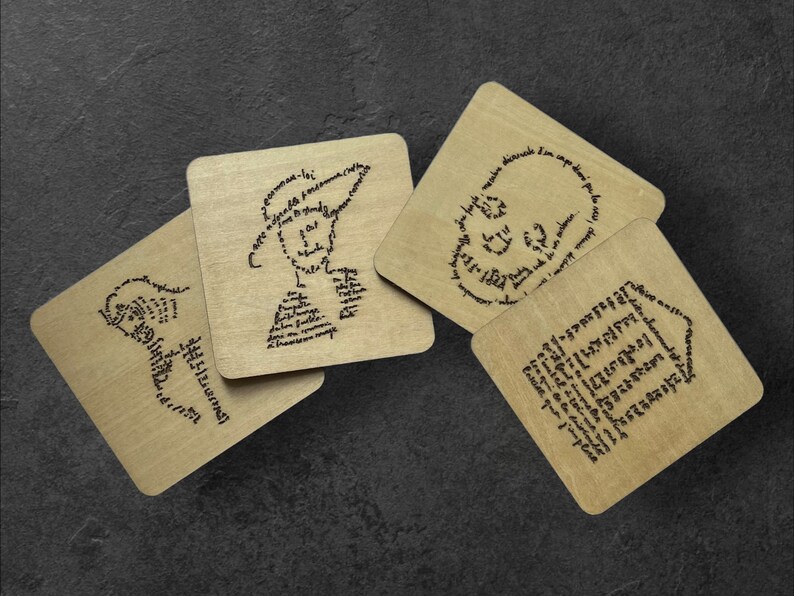 Wooden Coasters Calligrams by Guillaume Apollinaire Skull, Horse ...