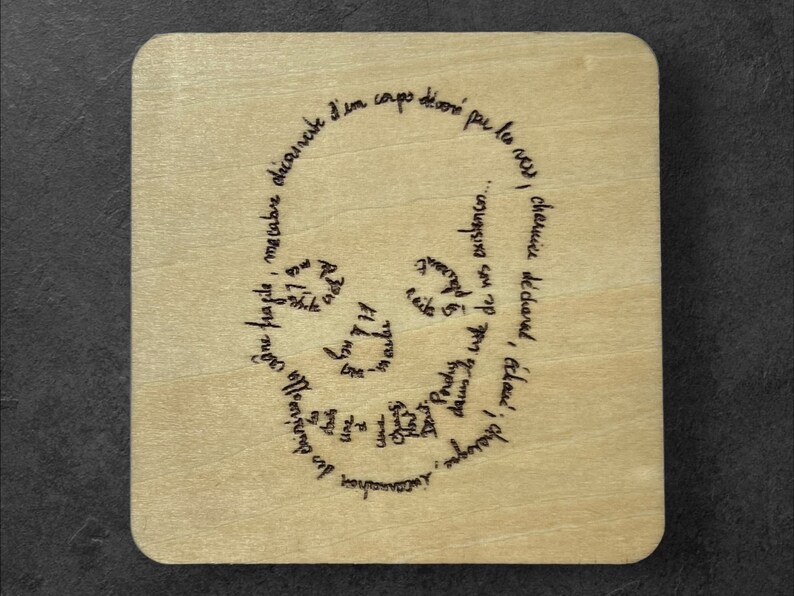 Wooden Coasters Calligrams by Guillaume Apollinaire Skull, Horse ...