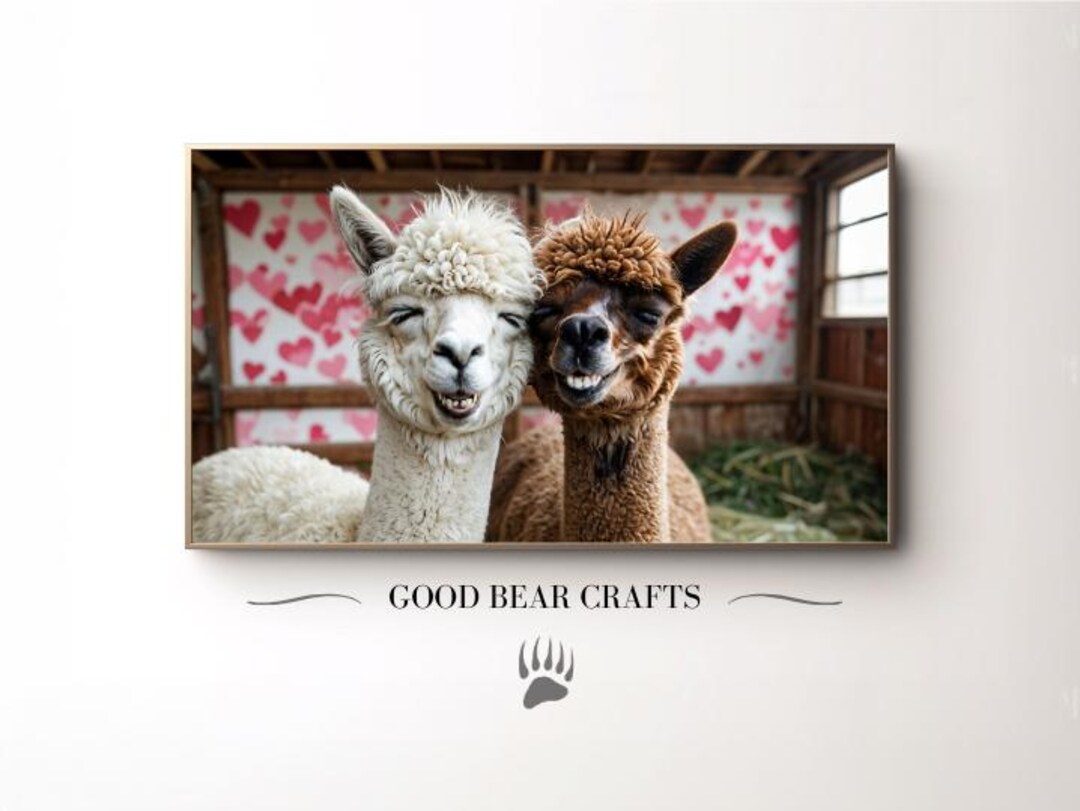Funny Alpaca Valentine Digital Art for Samsung Frame TV - Cute Animal ...