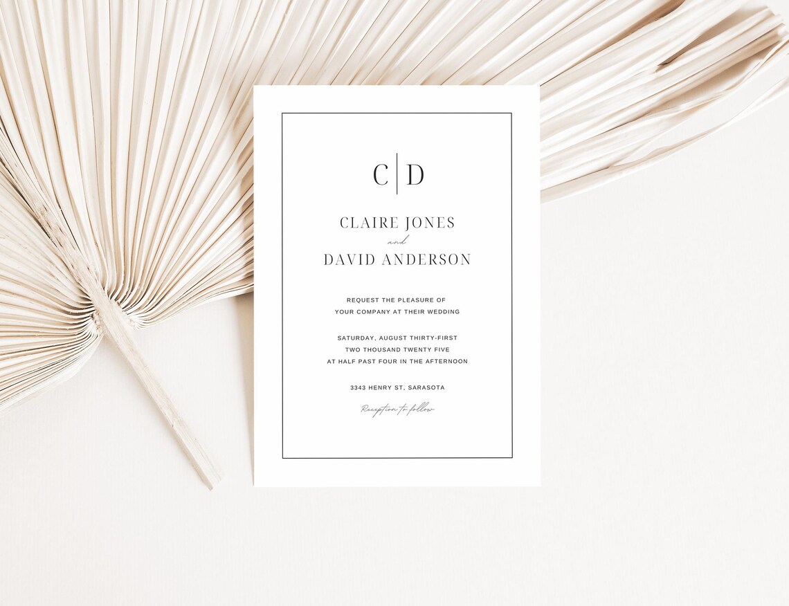 Wedding Invitation Template Set, Classic, Elegant & Border, Wedding ...
