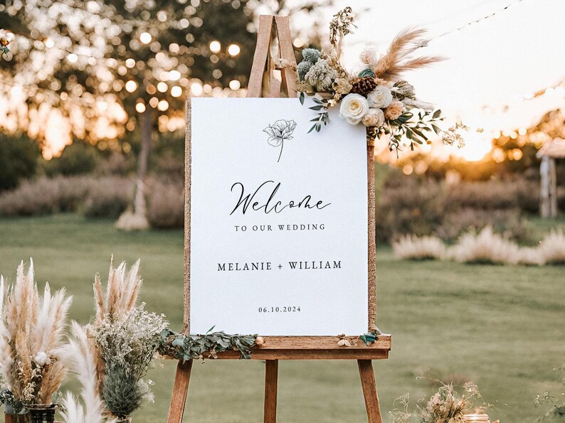 Editable Floral Wedding Welcome Sign, Modern Wedding Template ...