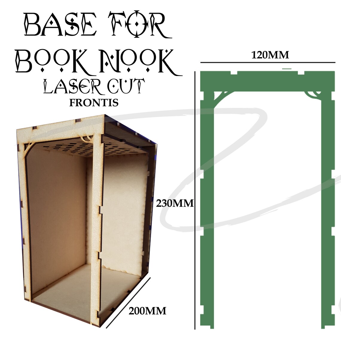Base for Book Nook. Laser Cut File. Forest Front Detail. Hidden Space ...