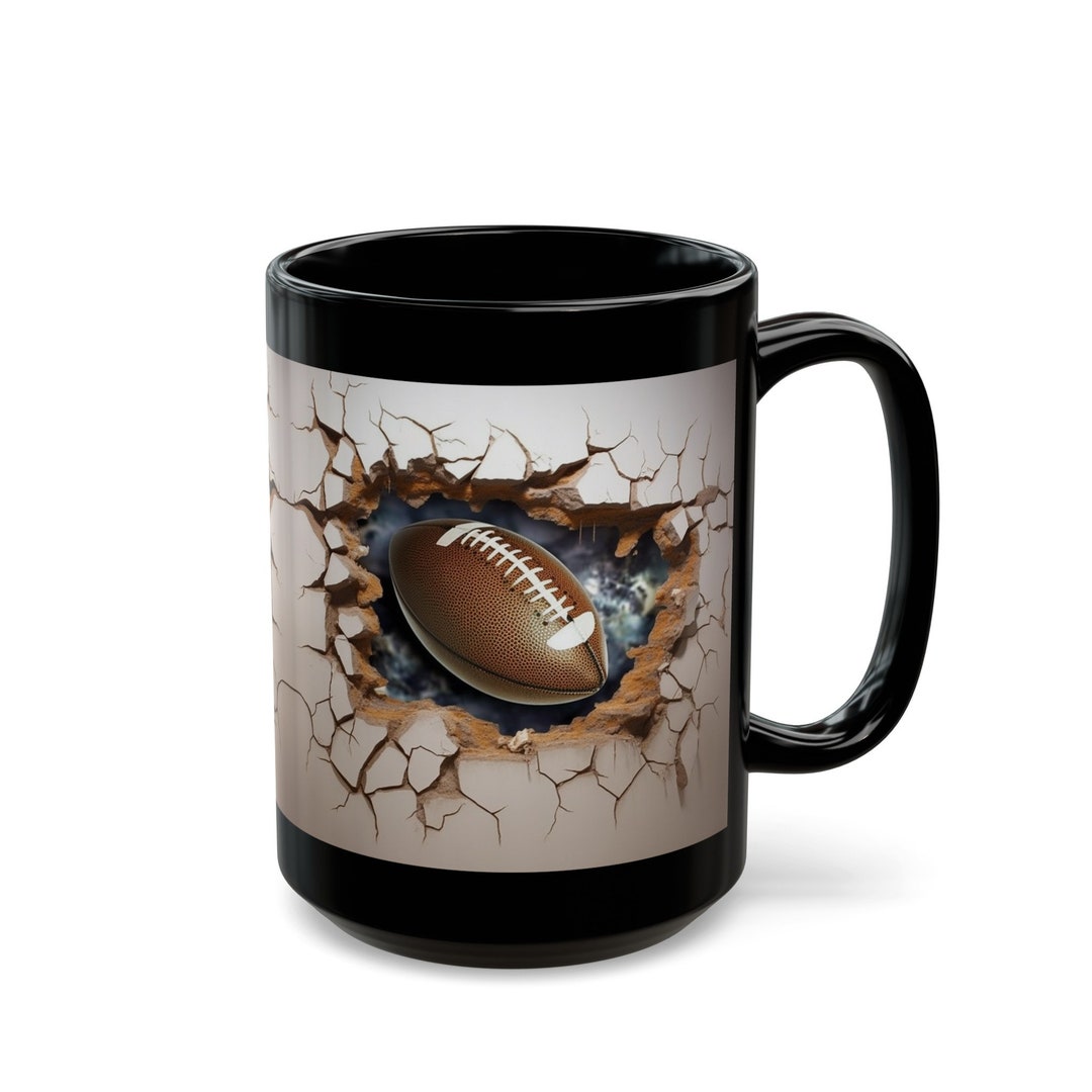 3D American Football Mug, Sports Coffee Mug, 11oz & 15oz Football Crack ...