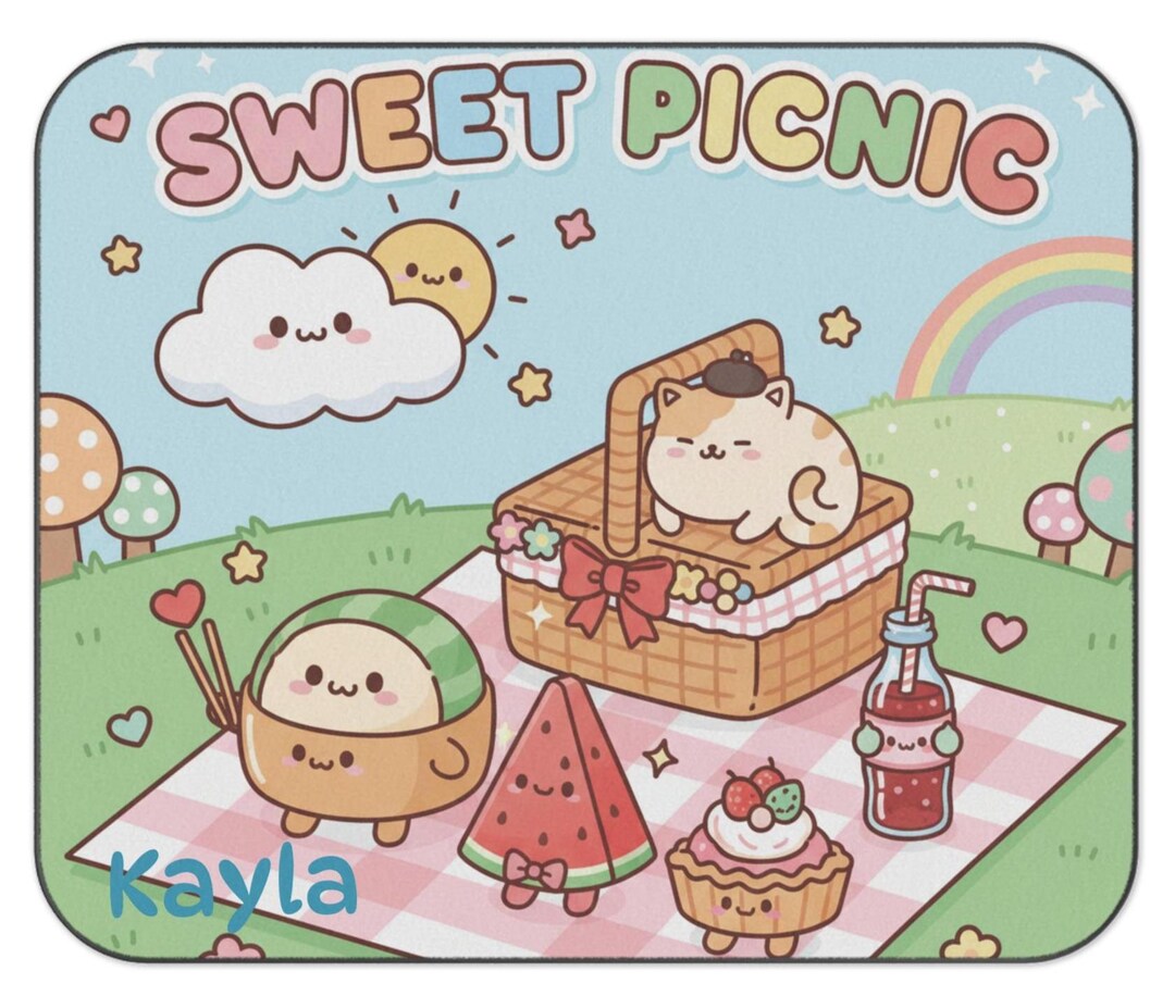 Sweet Picnic Picnic Blanket | Kawaii Food Characters, Rainbow Outdoor ...