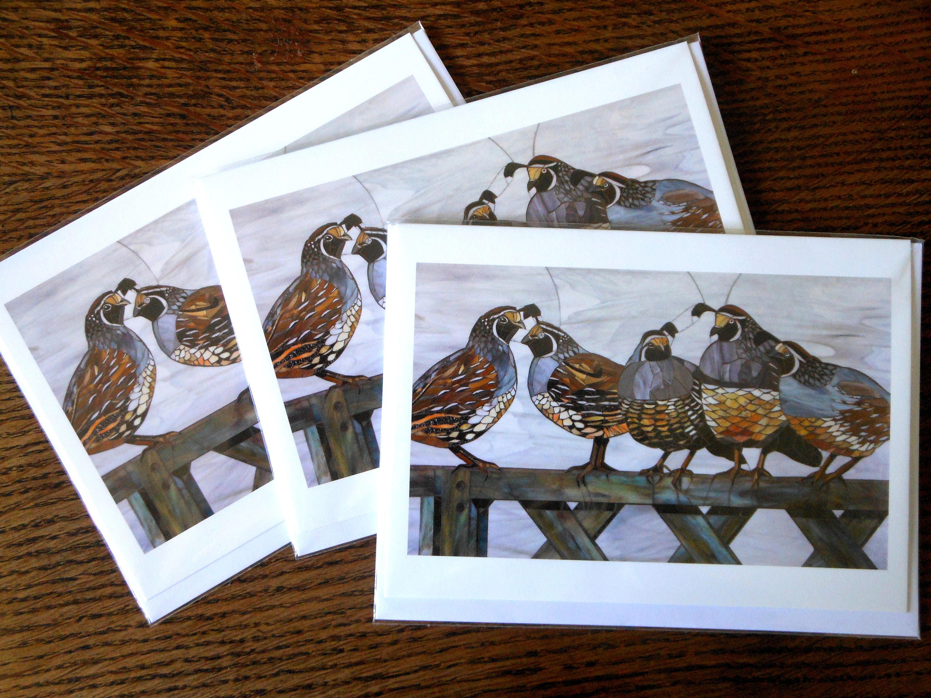 California Quail Card - Mosaic Art Card - Eco Friendly Greetings Card ...