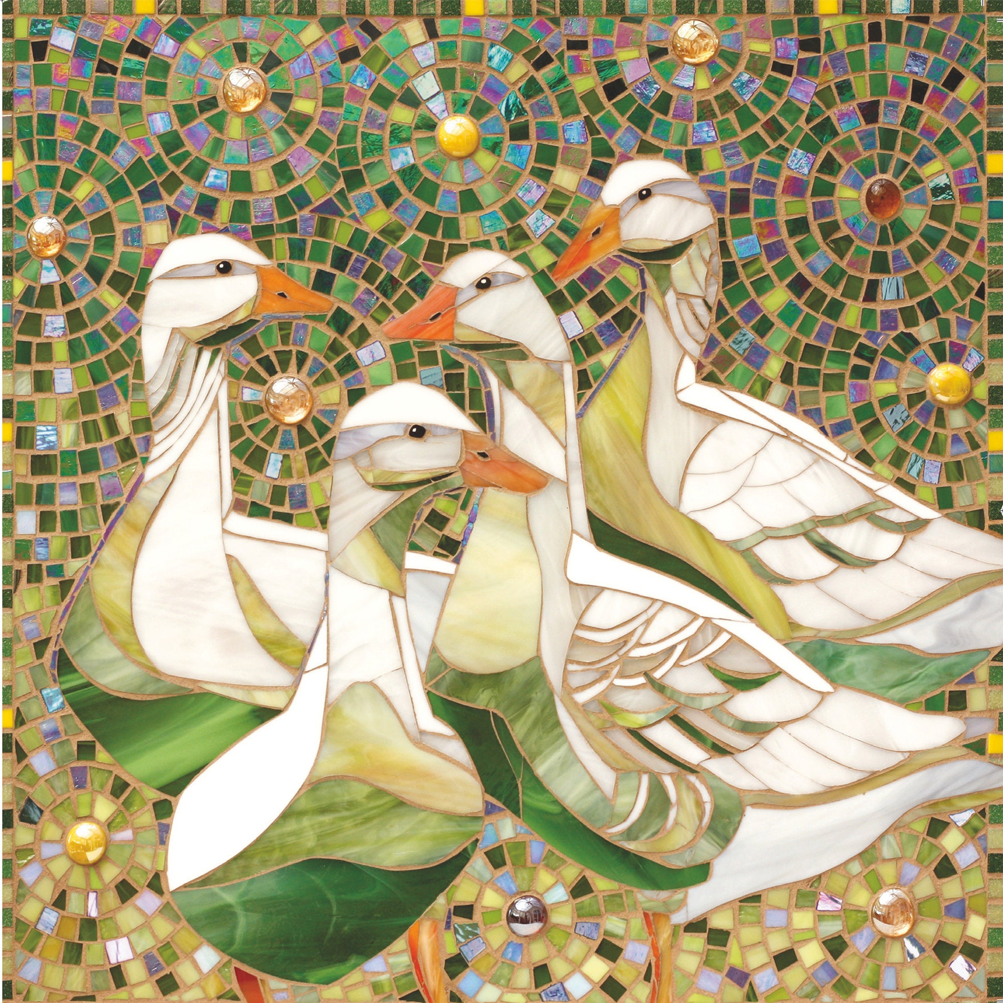 Mosaic Geese Card - Duck Card Greetings Card - Goose Card - Bird Lover ...
