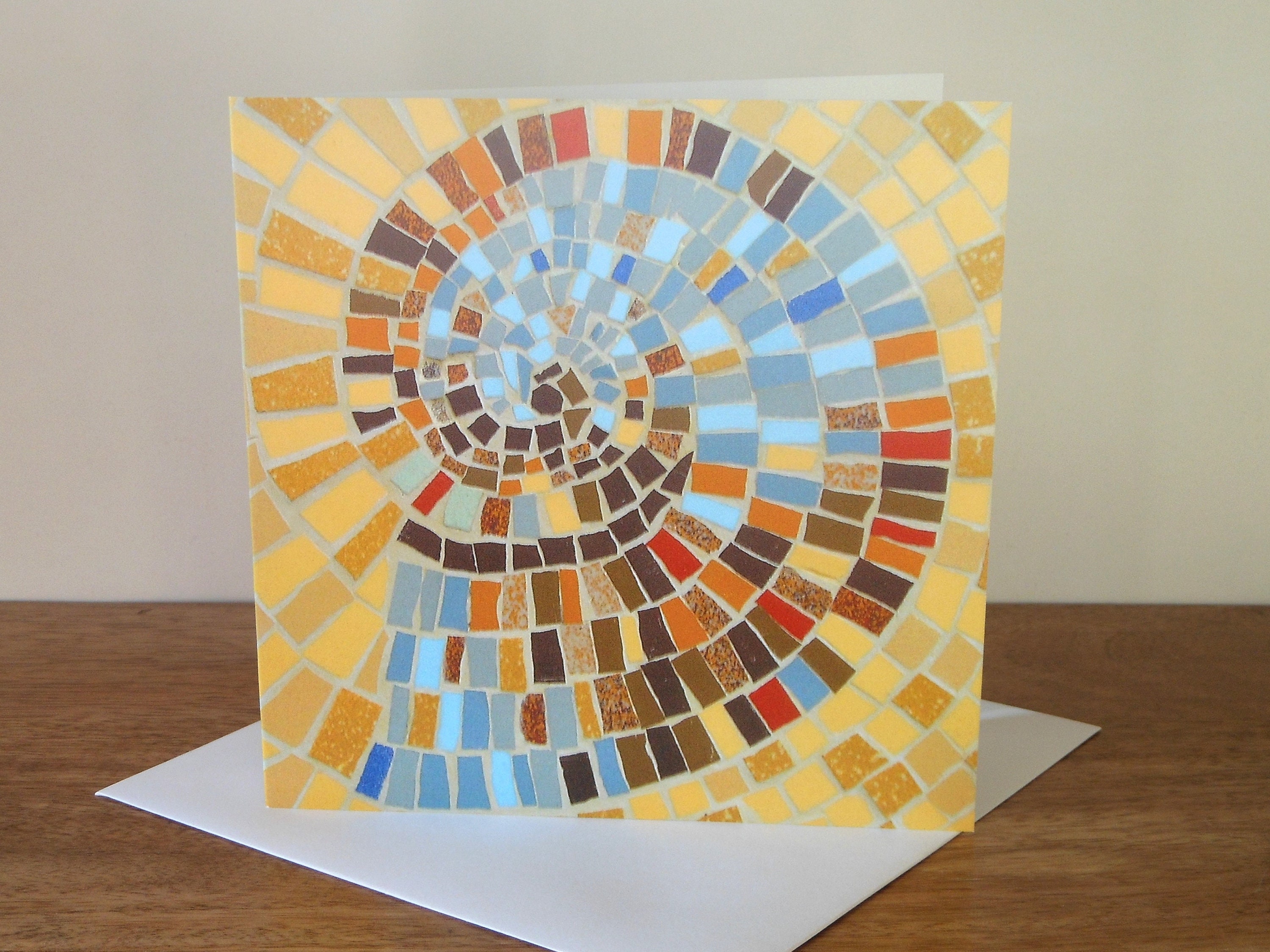 Blue Snail Card Mosaic Art Fossil Shell Card Snail Shell Card Fossil ...