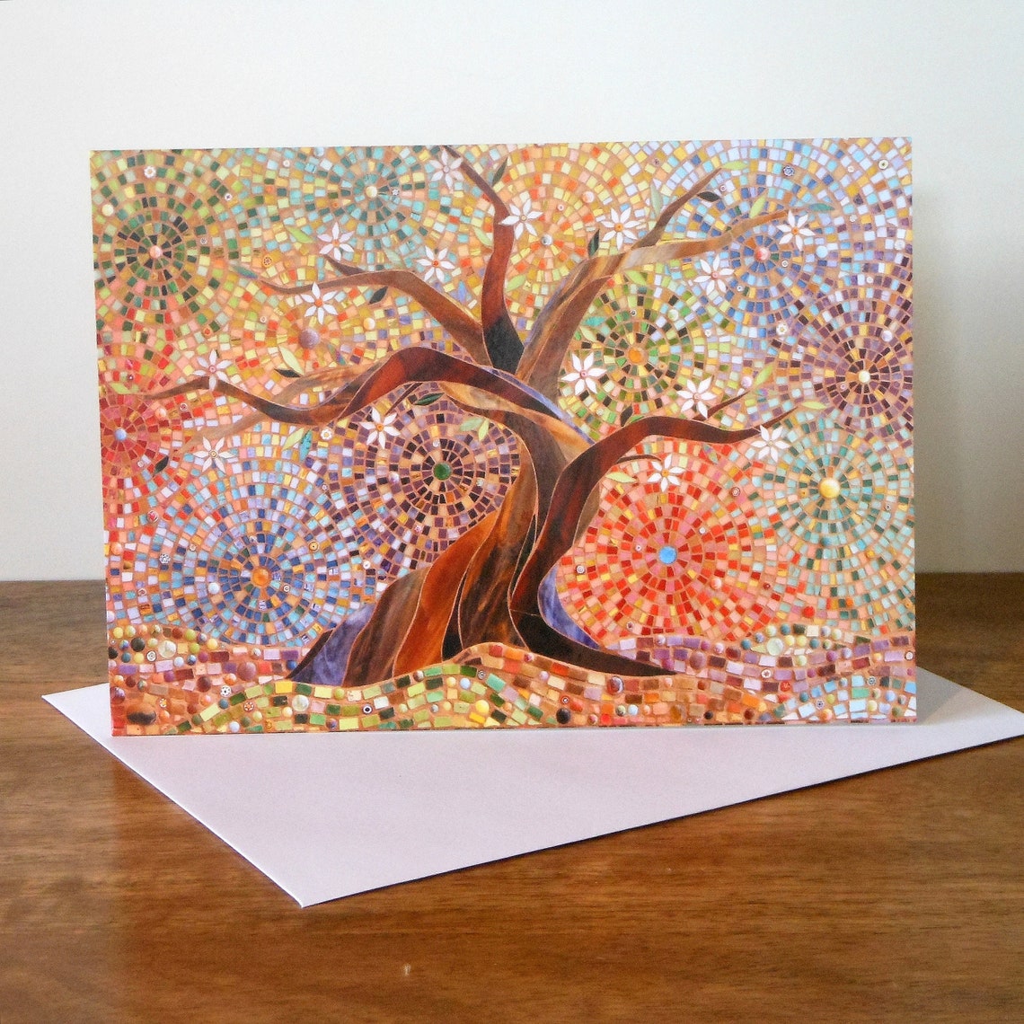 Levensboom kaart | Spirituele kaart mozaïekkunst | Milieuvriendelijke ...