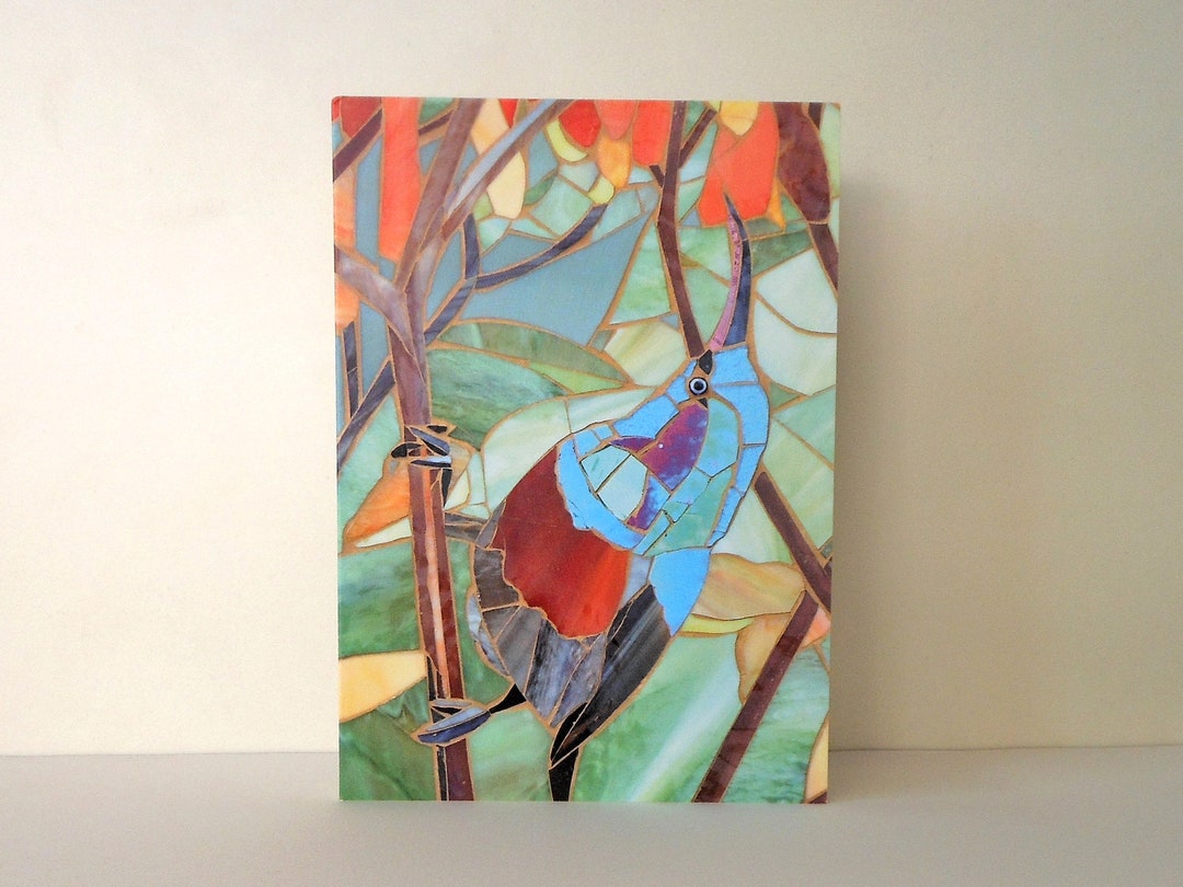 Double-collared Sunbird Card - Iridescent Sunbird Mosaic - Mosaic Art ...