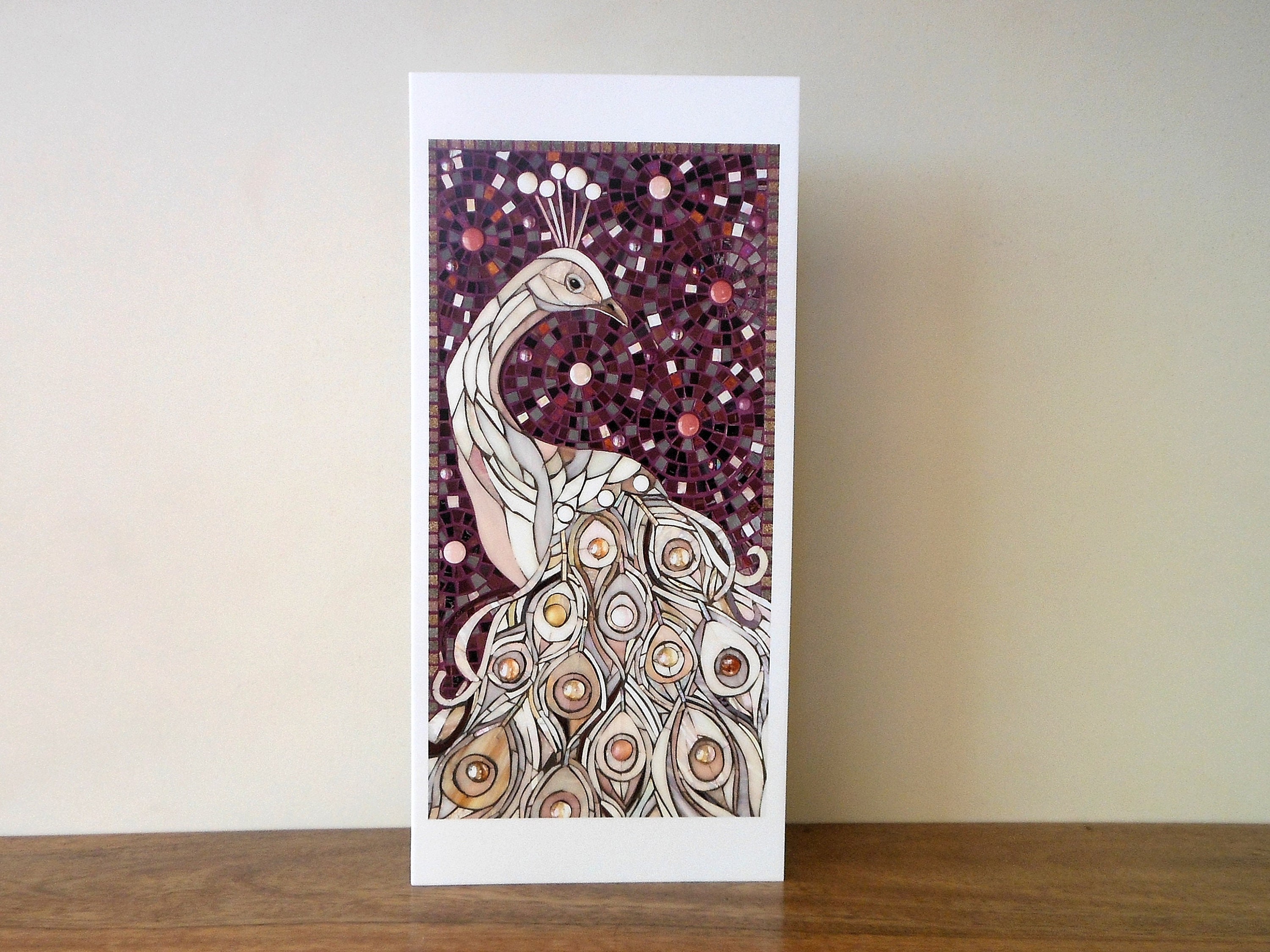 White Peacock Card Eco-friendly Card Mosaic Peacock Art - Etsy