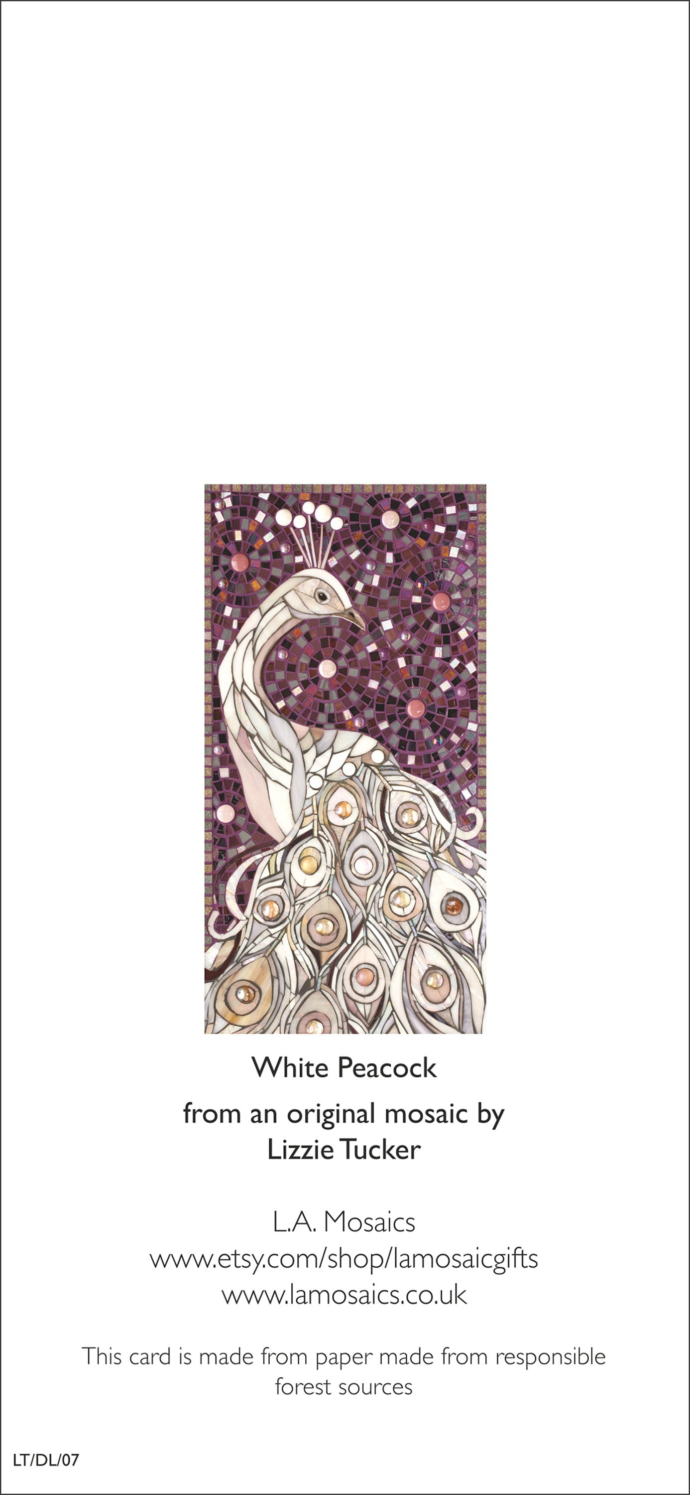 White Peacock Card Eco-friendly Card Mosaic Peacock Art - Etsy
