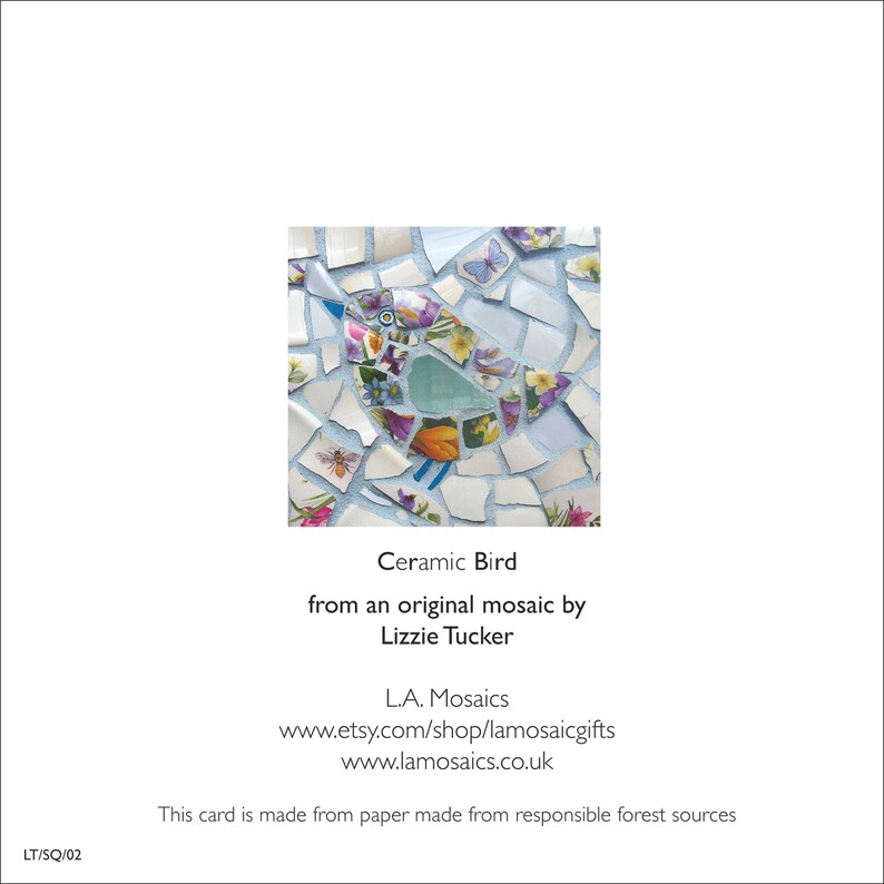 Ceramic Bird Card - Blank Greetings Card of Mosaic Bird - Floral ...
