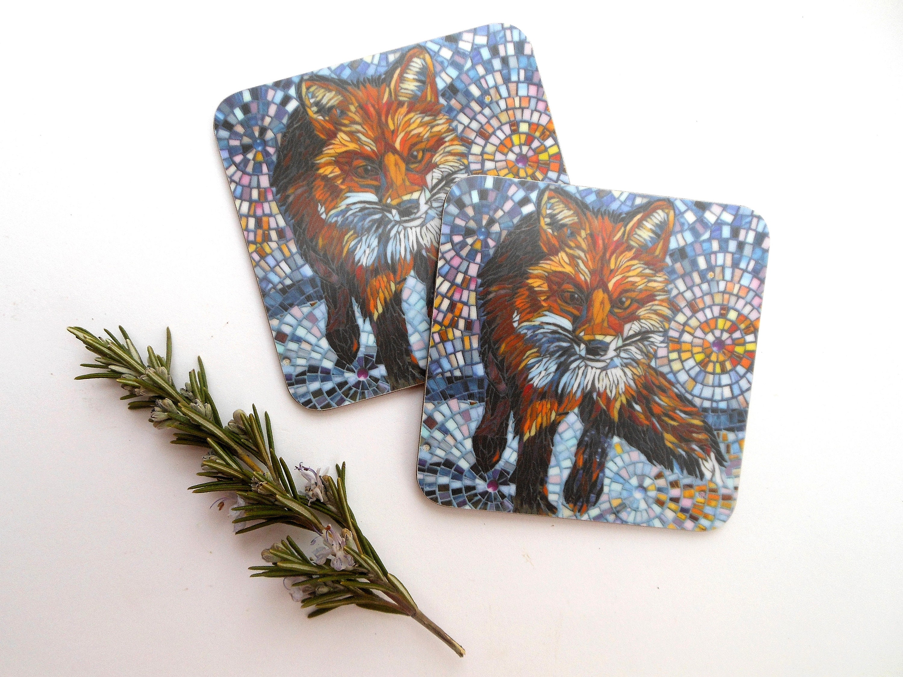 COASTER SET of 4 Homeward Bound Fox Coasters - Mosaic Art - Fox Art ...