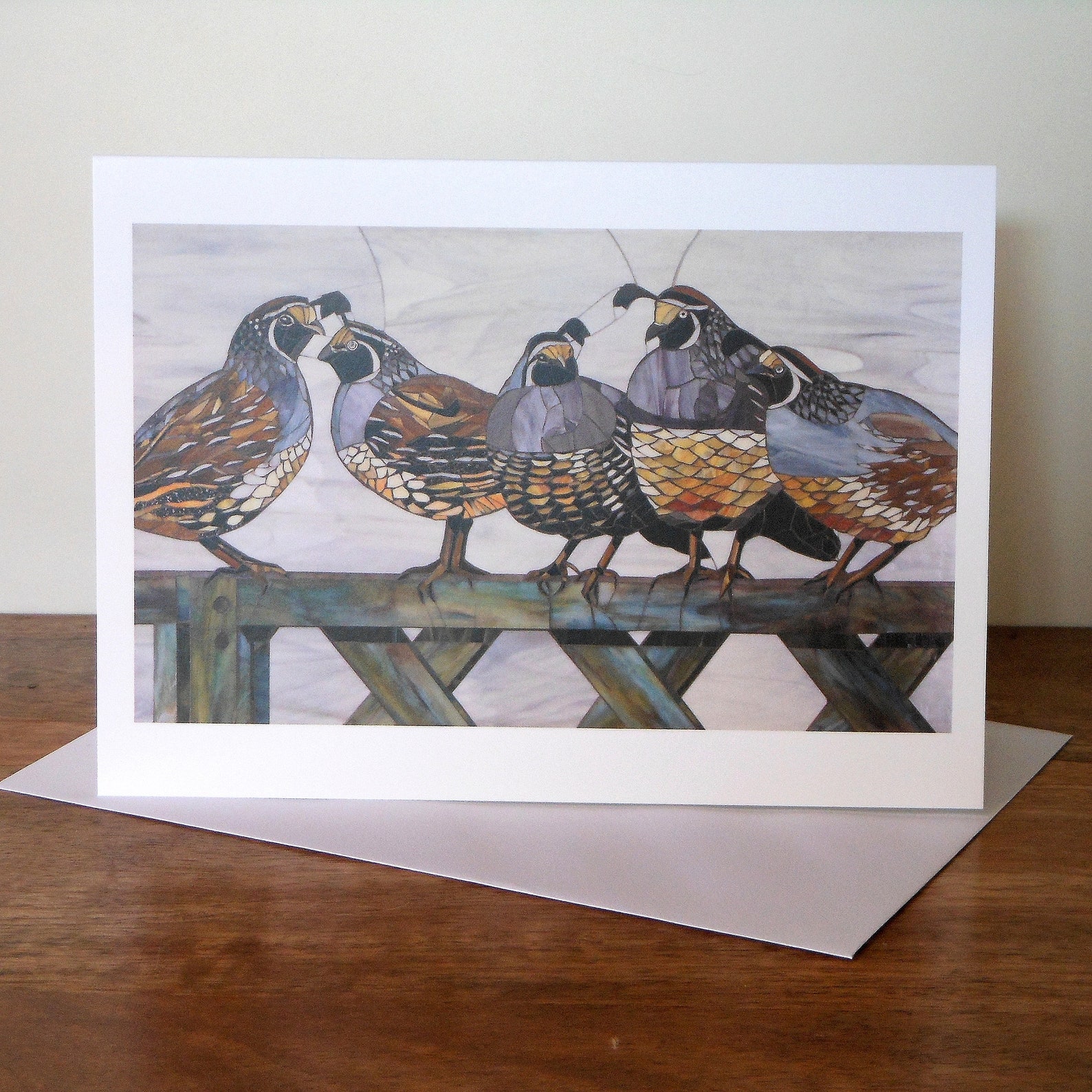 California Quail Card - Mosaic Art Card - Eco Friendly Greetings Card ...