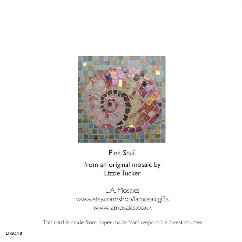 Pink Snail Card From Original Mosaic Art Snail Shell Card - Etsy