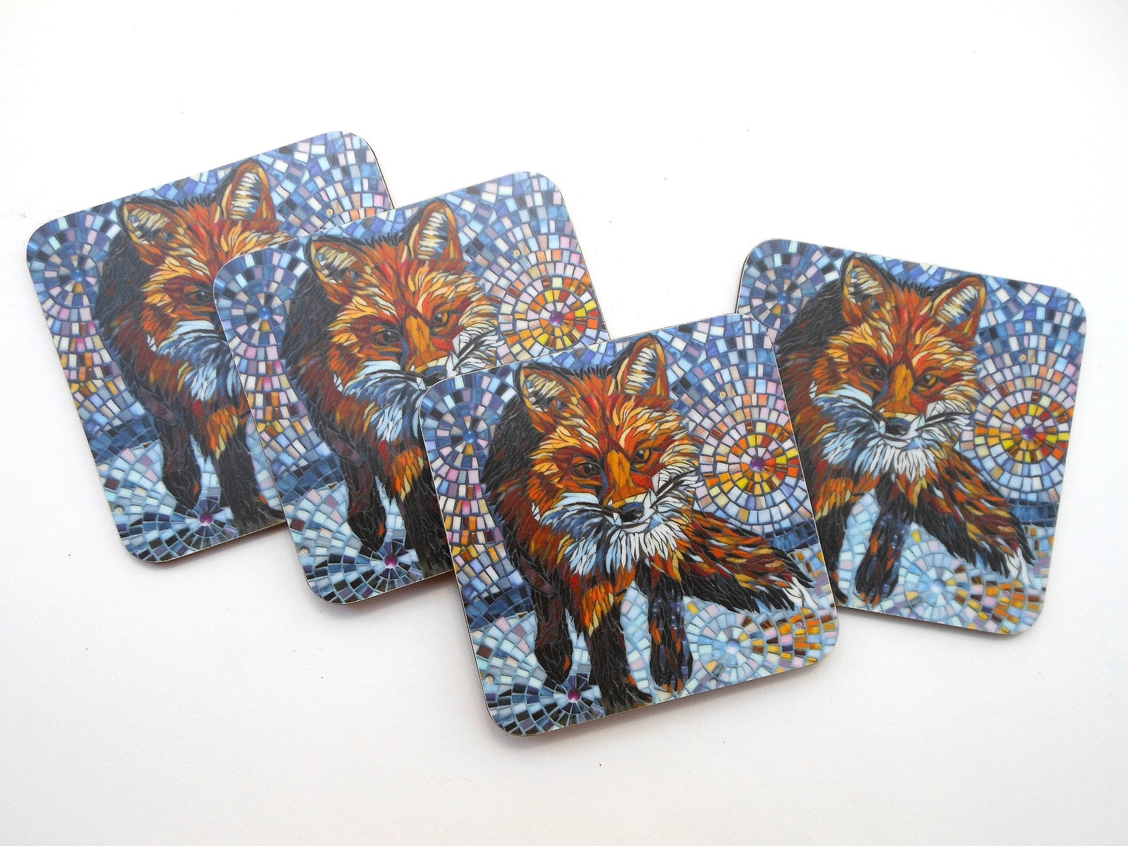 COASTER SET of 4 Homeward Bound Fox Coasters - Mosaic Art - Fox Art ...