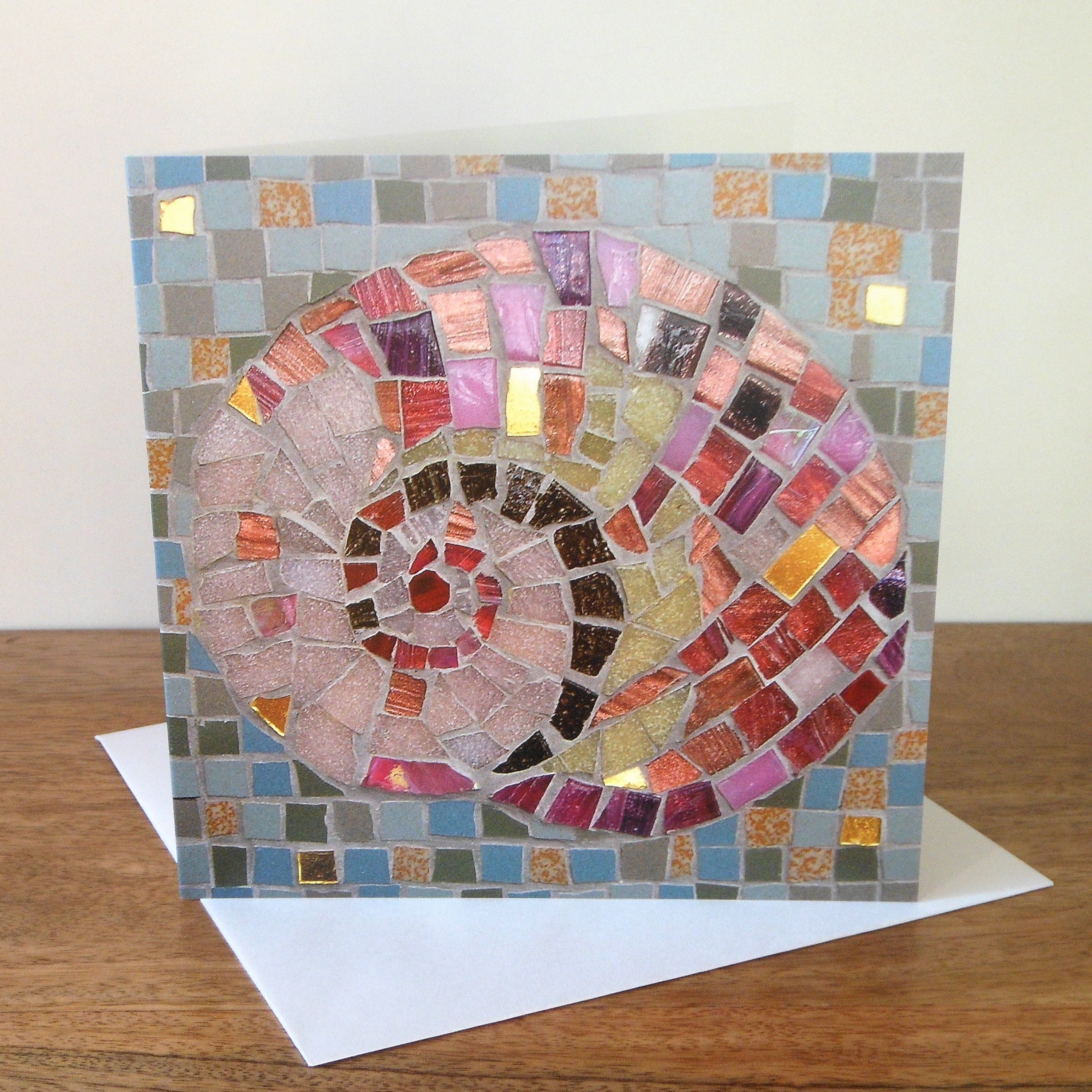 Pink Snail Card From Original Mosaic Art Snail Shell Card - Etsy