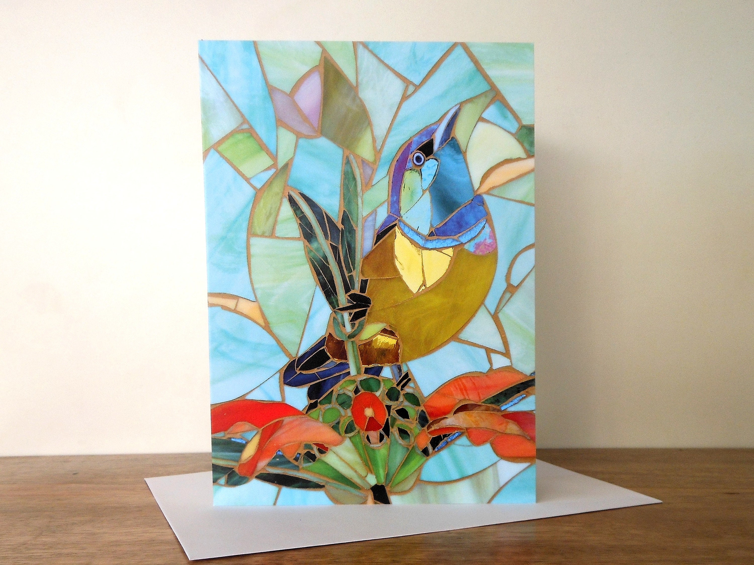 Collared Sunbird Card Greetings Card Sunbird Mosaic Glass - Etsy UK