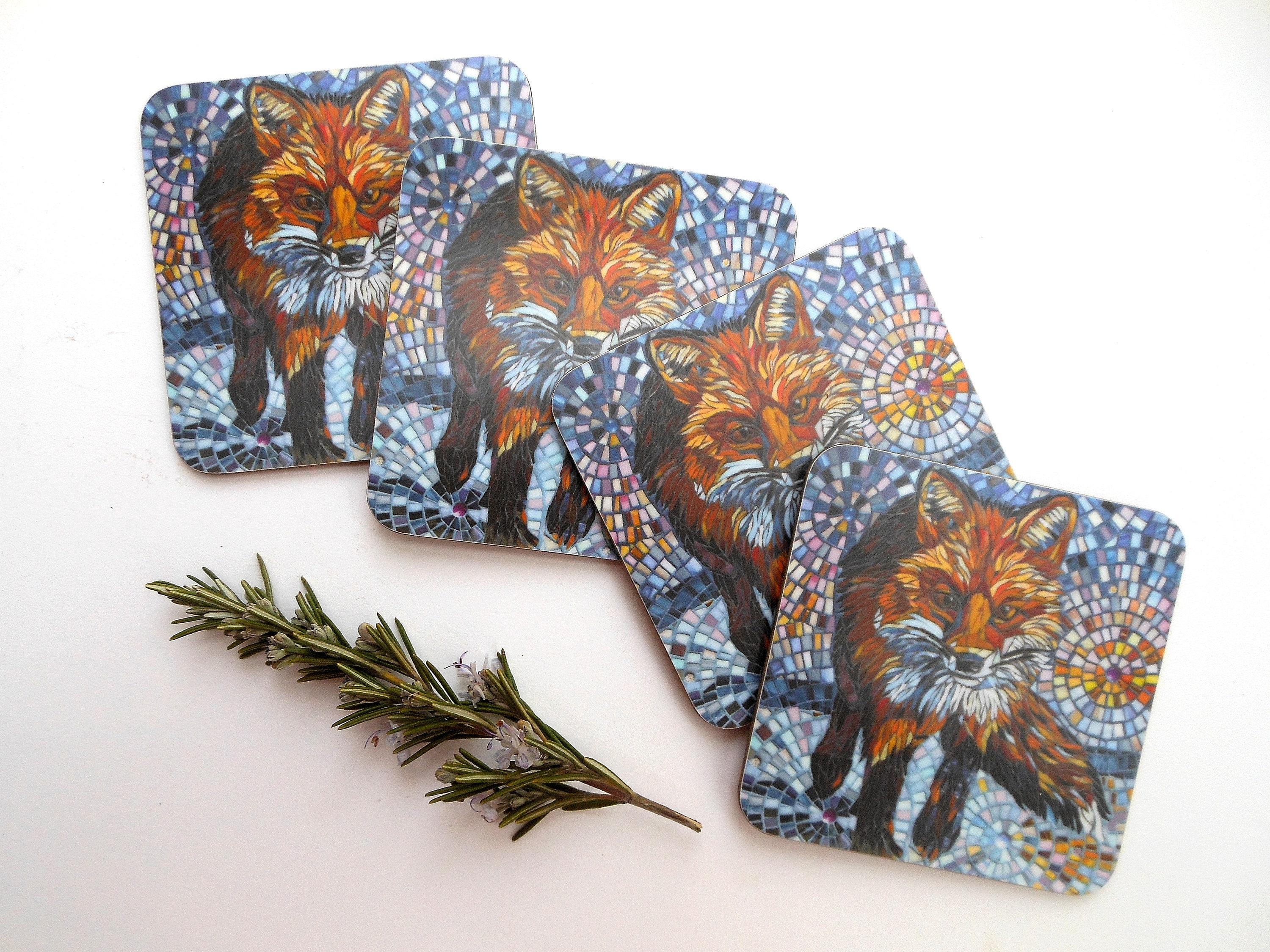 COASTER SET of 4 Homeward Bound Fox Coasters - Mosaic Art - Fox Art ...