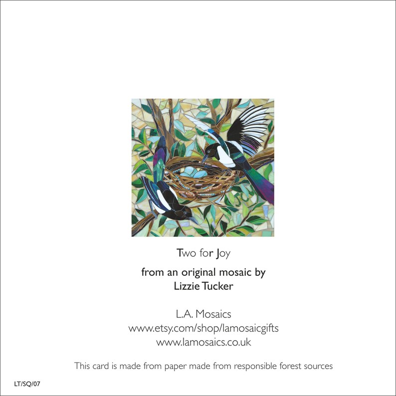 Two for Joy Magpie Card Magpie Art Eco Friendly Card | Etsy