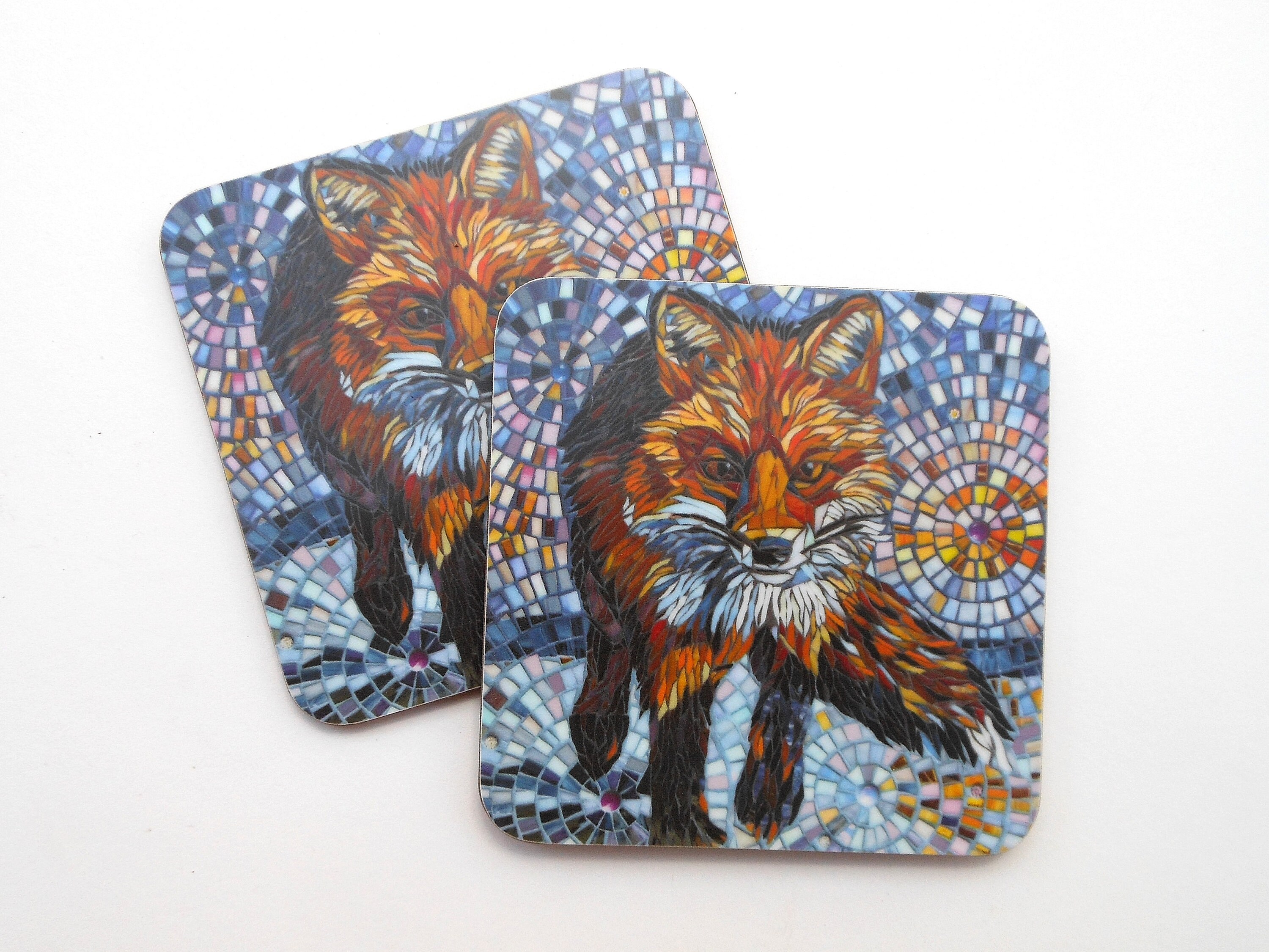 COASTER SET of 4 Homeward Bound Fox Coasters - Mosaic Art - Fox Art ...