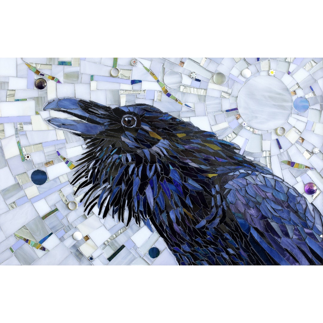 Iridescent Raven Print From Original Mosaic Art - Bird Art Print ...