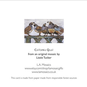 California Quail Card - Mosaic Art Card - Eco Friendly Greetings Card ...