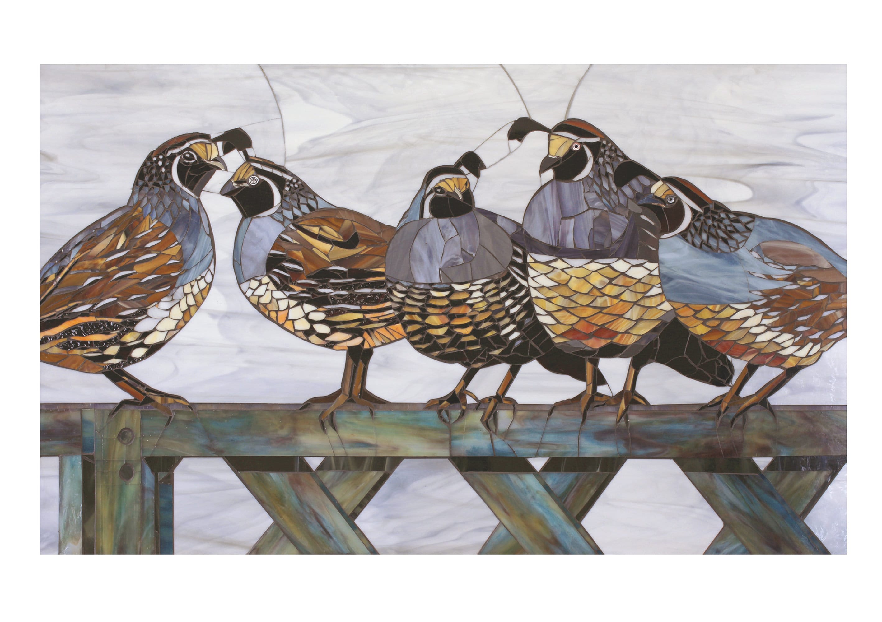 Framed California Quail Giclee Print from Original Mosaic Art ...