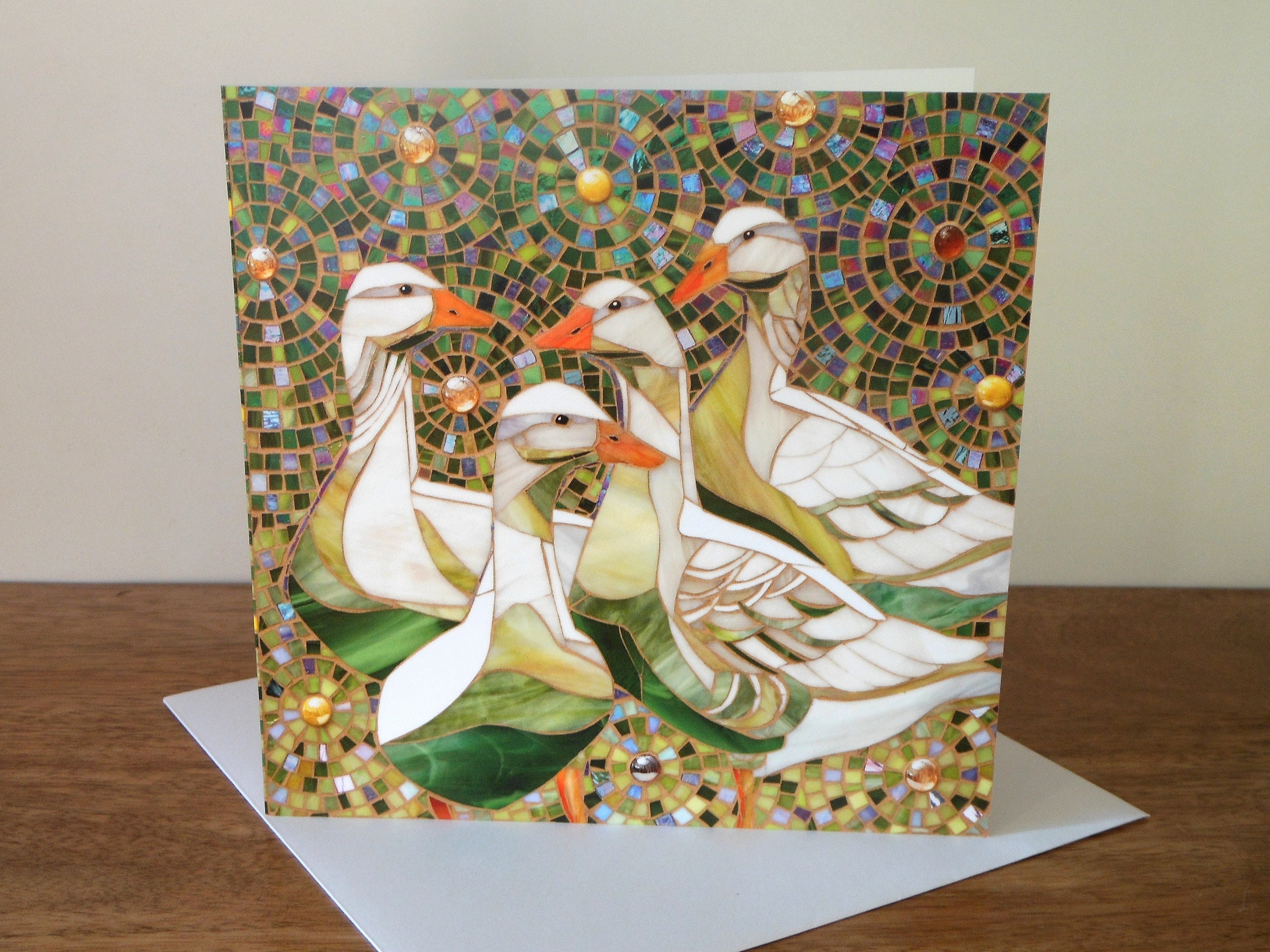 Mosaic Geese Card - Duck Card Greetings Card - Goose Card - Bird Lover ...
