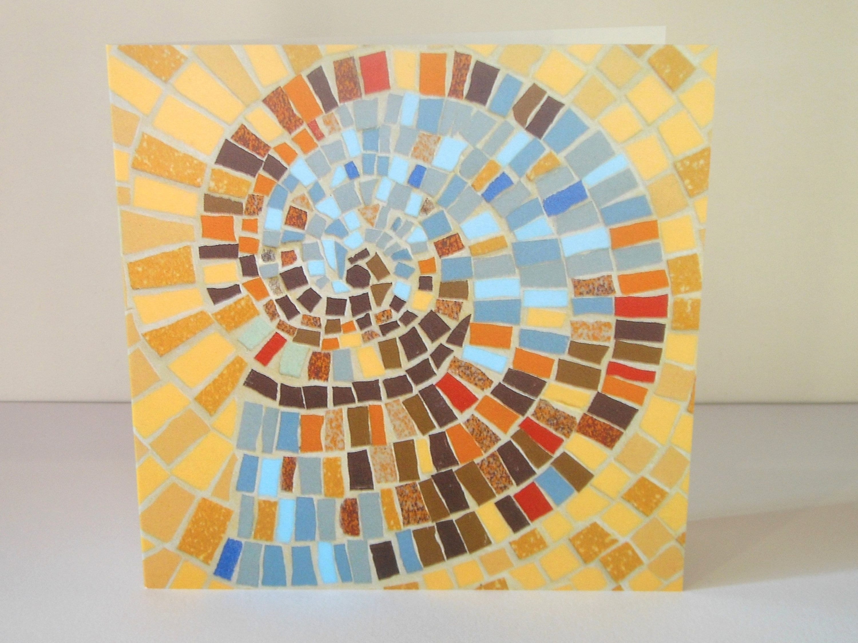 Blue Snail Card - Mosaic Art - Fossil Shell Card - Snail Shell Card ...