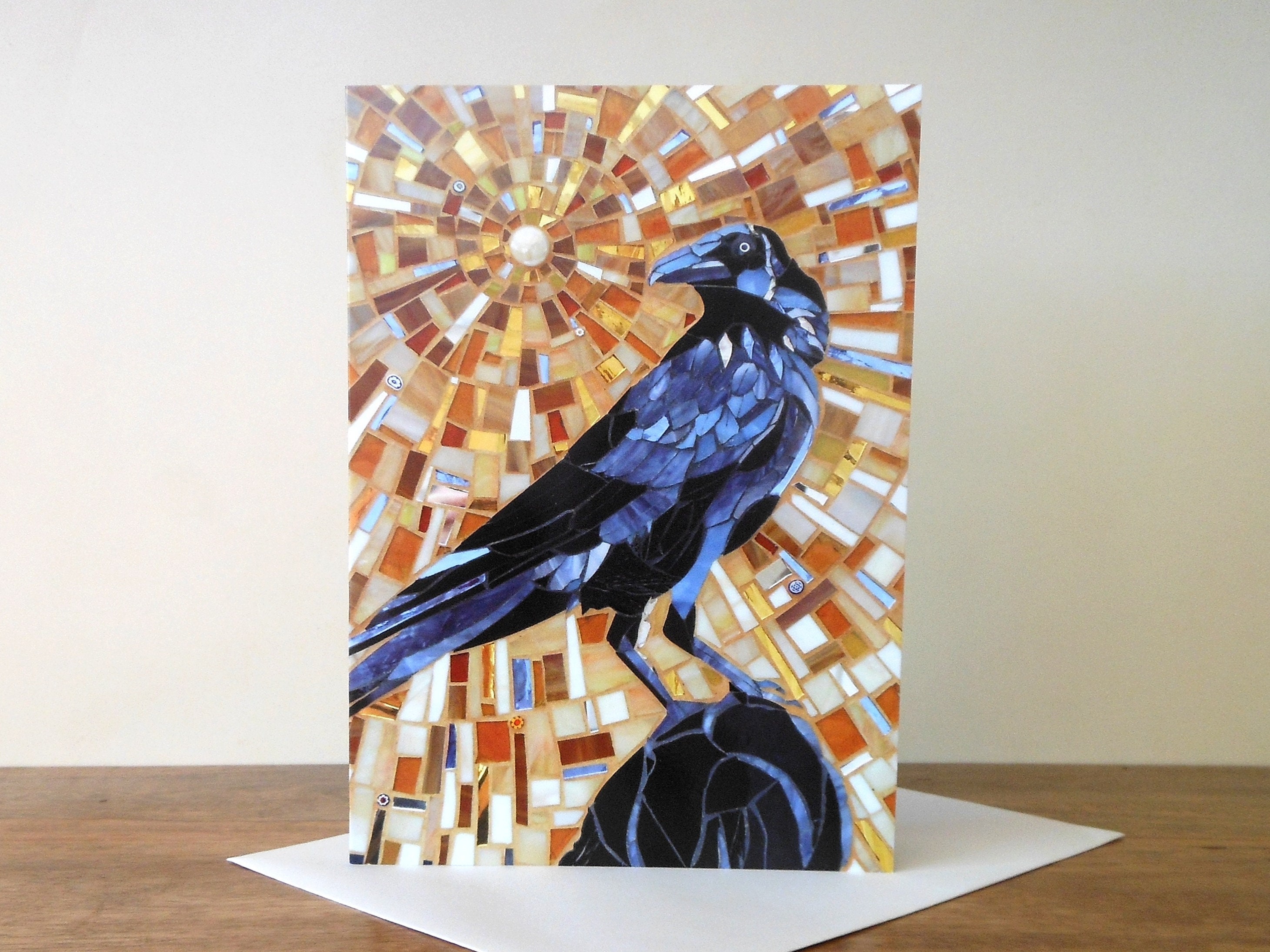 Crow Card Crow Mosaic Art Card Eco Friendly Card Raven - Etsy UK