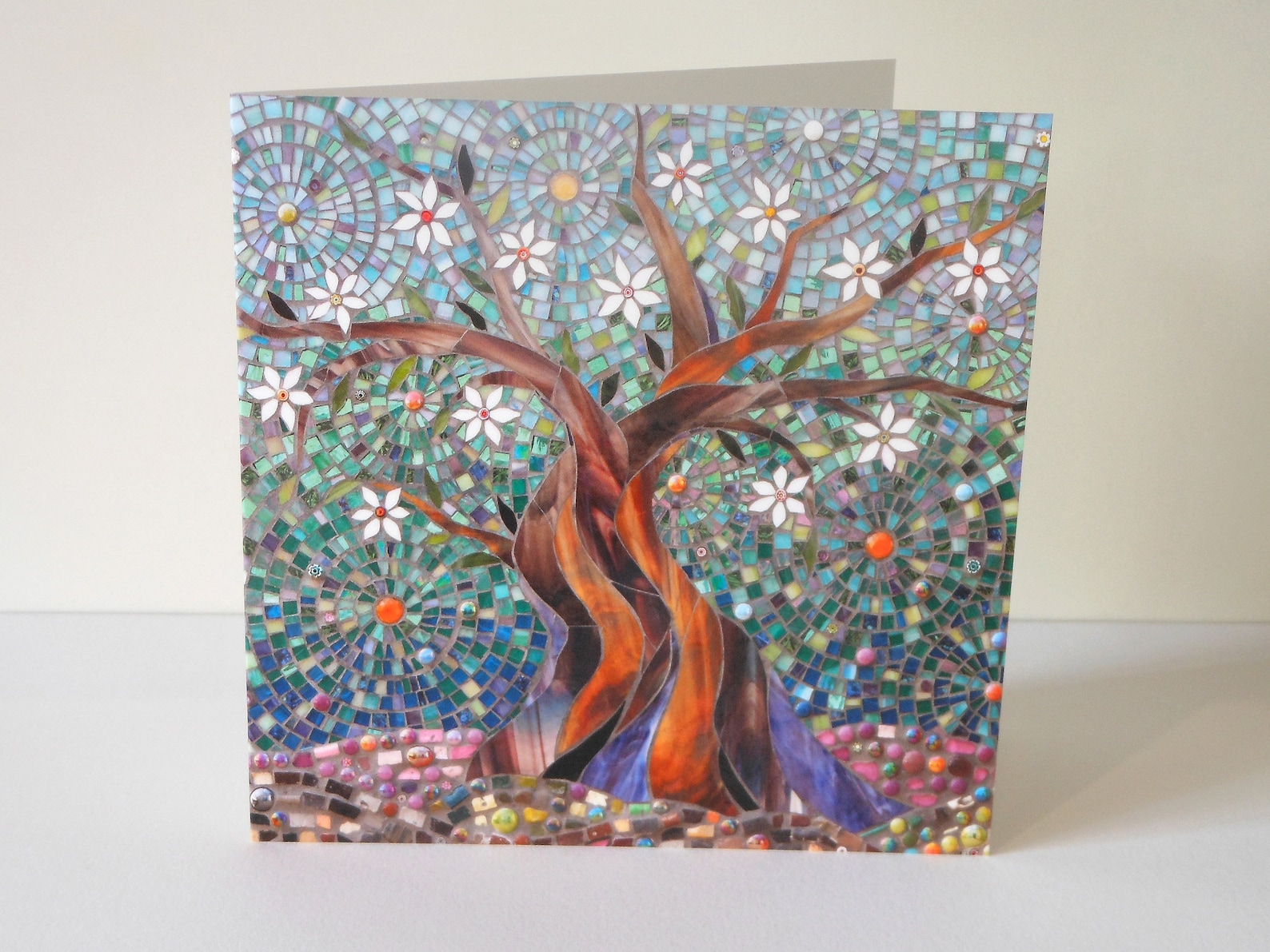 Blue Tree of Life Card - Eco Friendly Card - Mosaic Tree of Life Print ...