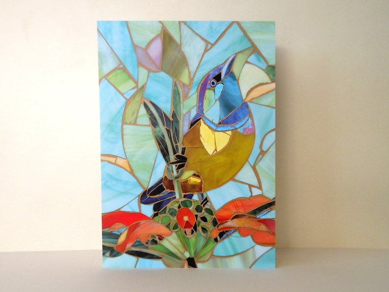 Collared Sunbird Card Greetings Card - Sunbird Mosaic - Glass Mosaic ...