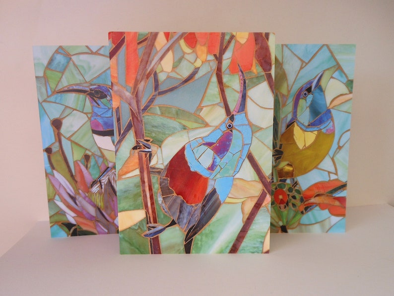 Double-collared Sunbird Card - Iridescent Sunbird Mosaic - Mosaic Art ...
