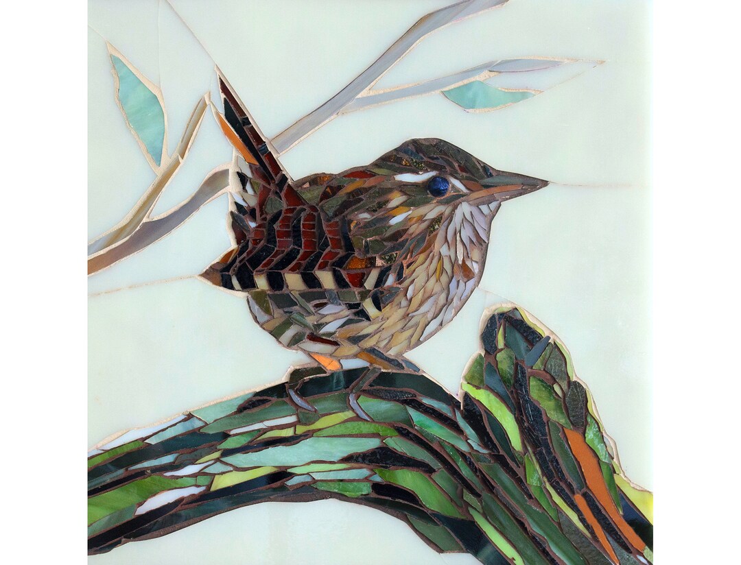 Wren Mini Print - Wren Print From Original Stained Glass Mosaic Art ...