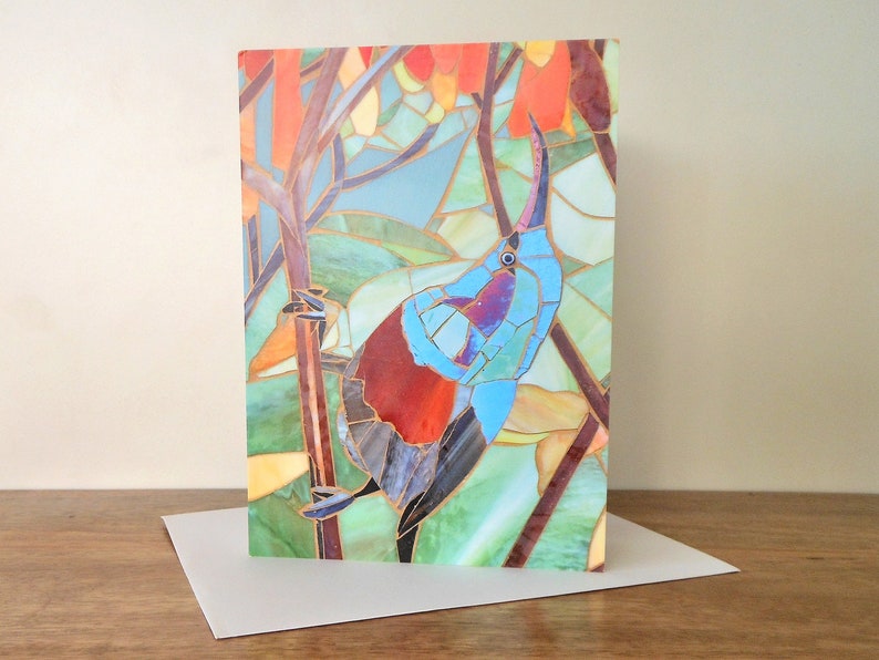 Double-collared Sunbird Card - Iridescent Sunbird Mosaic - Mosaic Art ...