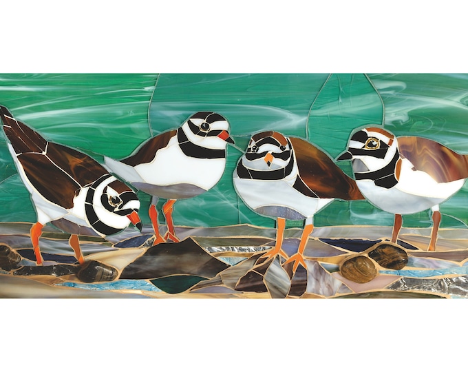 Ringed Plover Print Mosaic Art Ringed Plovers Giclee Print Stained ...