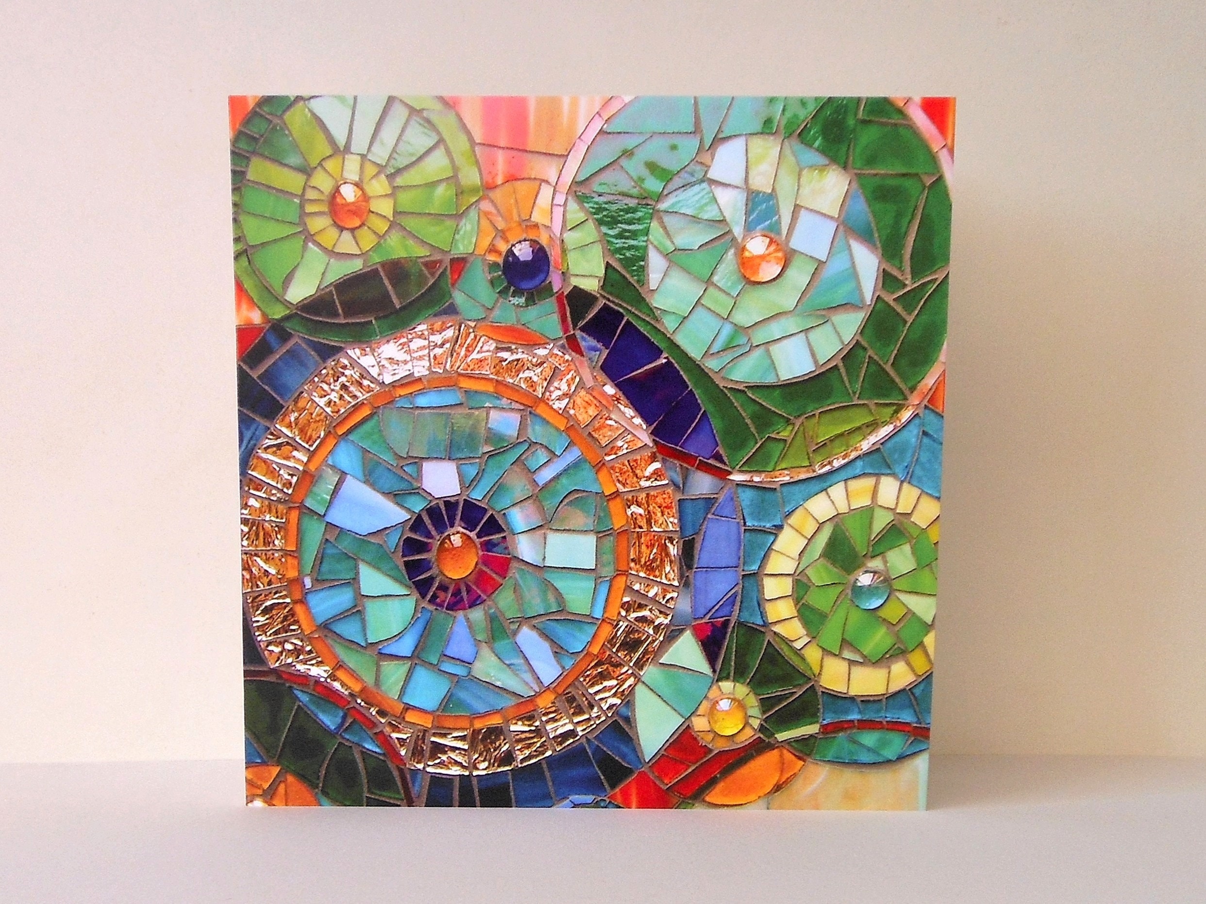 Circles Card - Mosaic Art - Abstract Art Card - Birthday Card - Blue ...