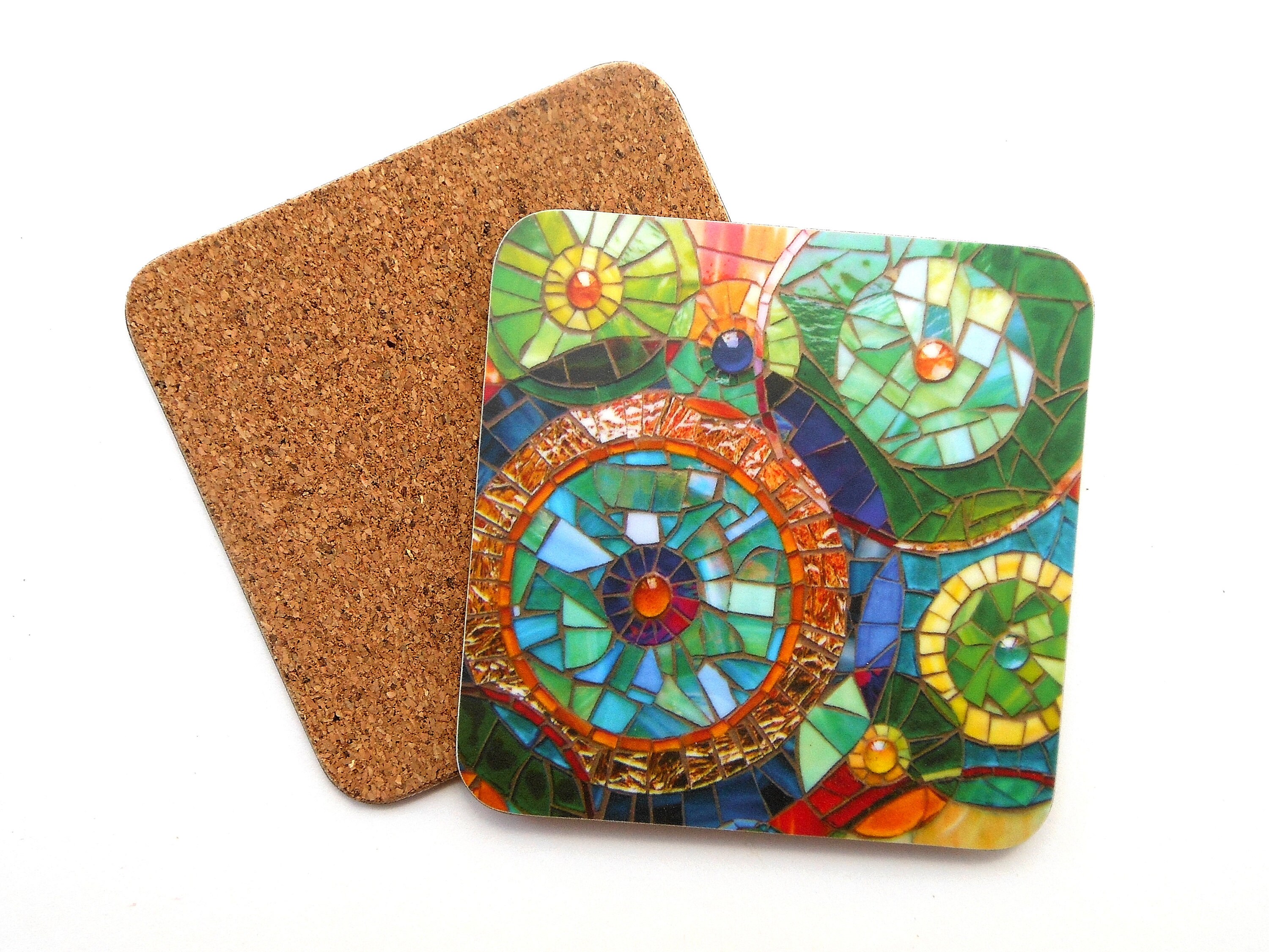 COASTER SET of 4 Abstract Circles Coasters - Mosaic Art - Abstract Art ...