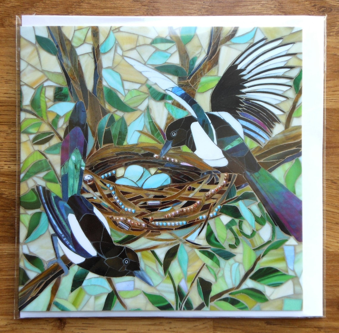 Two for Joy Magpie Card Magpie Art Eco Friendly Card | Etsy