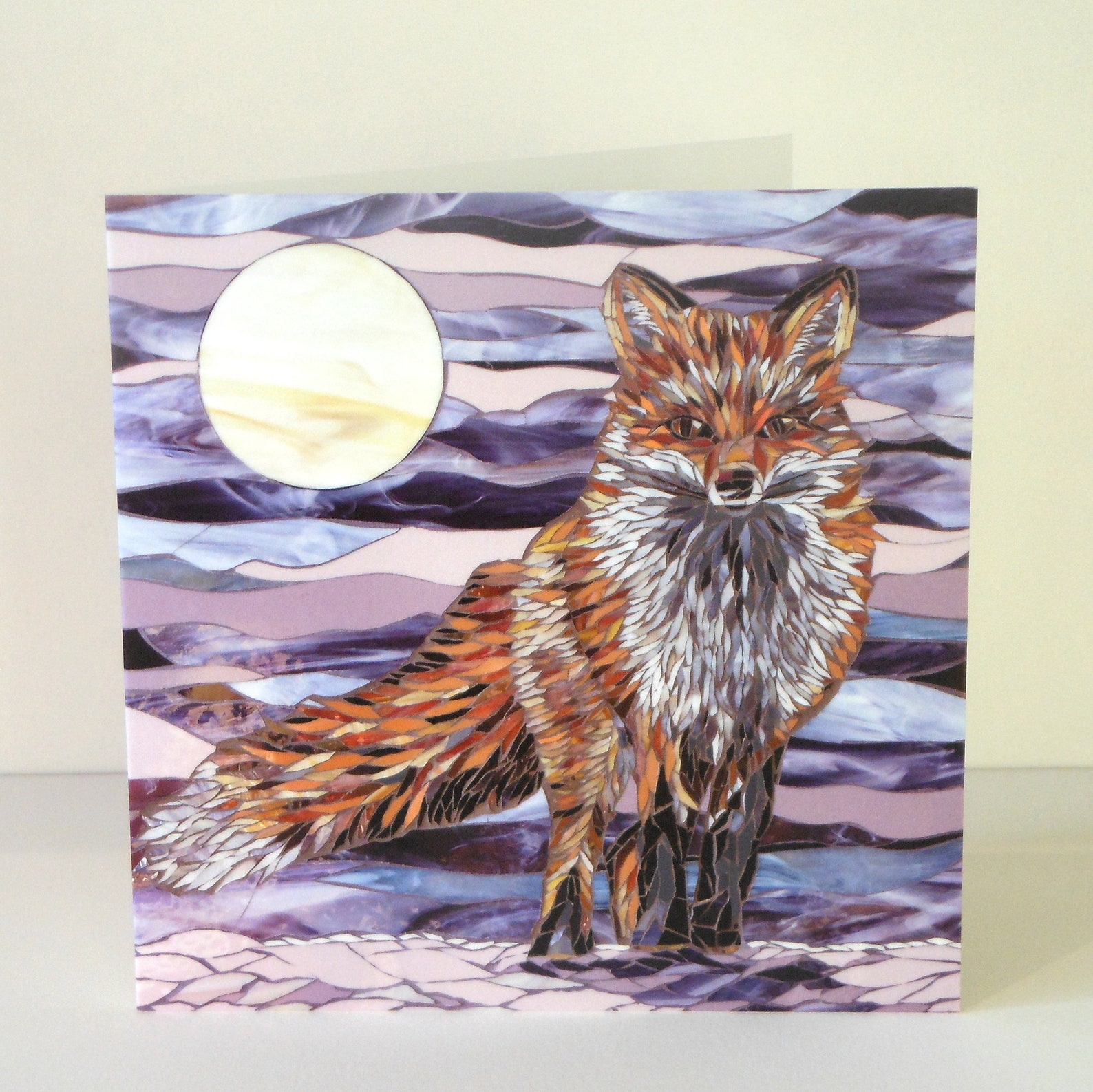 Fox Print - Moonlight Fox in the Snow - Glass Mosaic Fox - Limited ...
