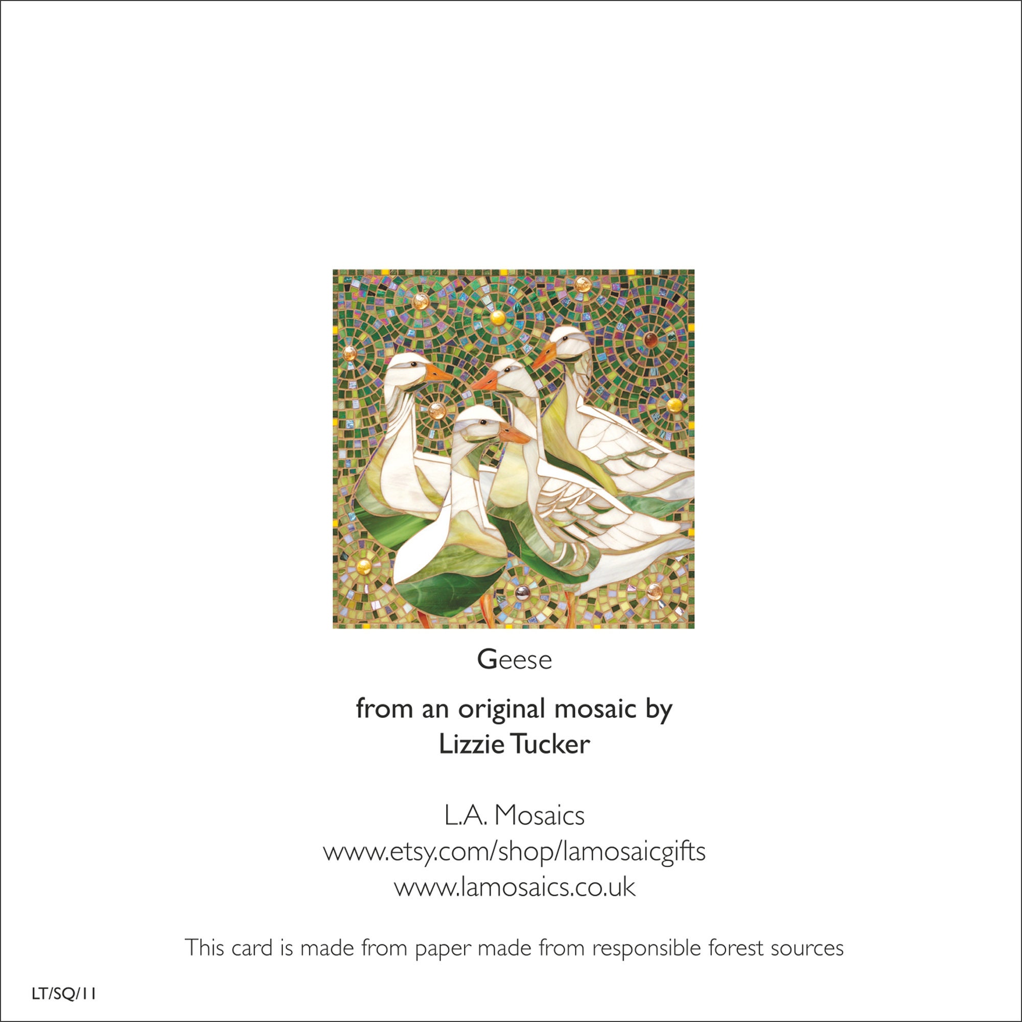 Mosaic Geese Card - Duck Card Greetings Card - Goose Card - Bird Lover ...