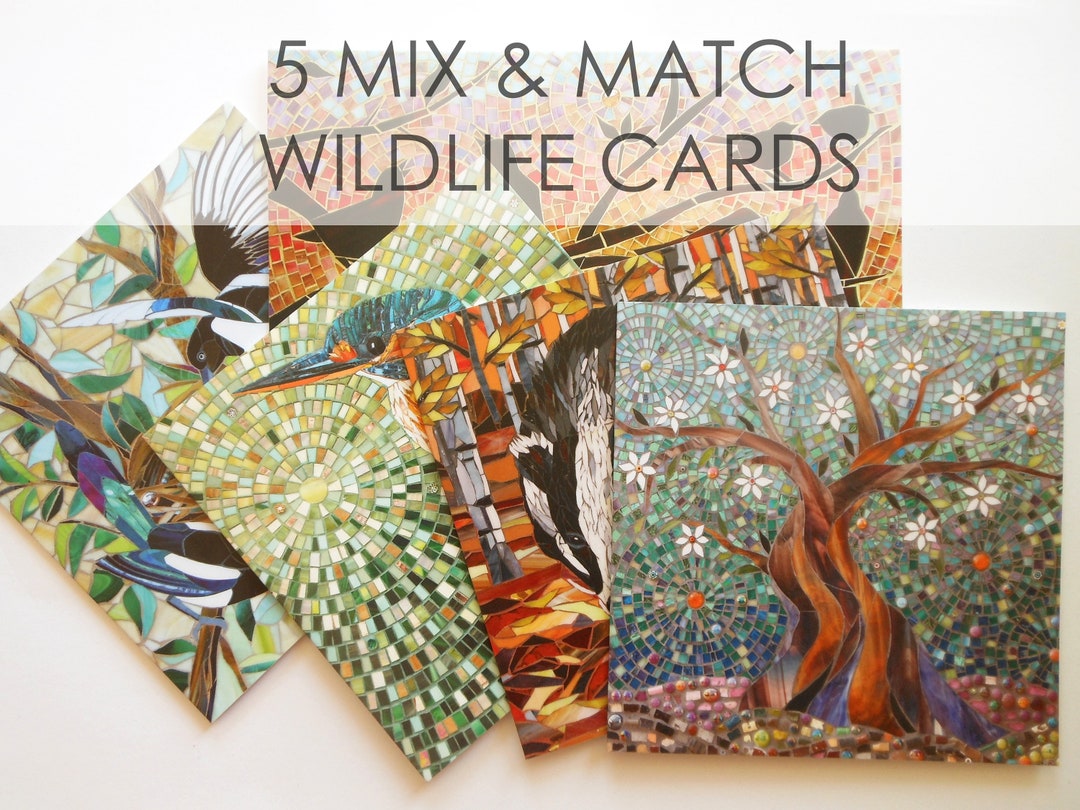 Your Choice of 5 Blank Greeting Cards - Eco-friendly Card Set - Mosaic ...