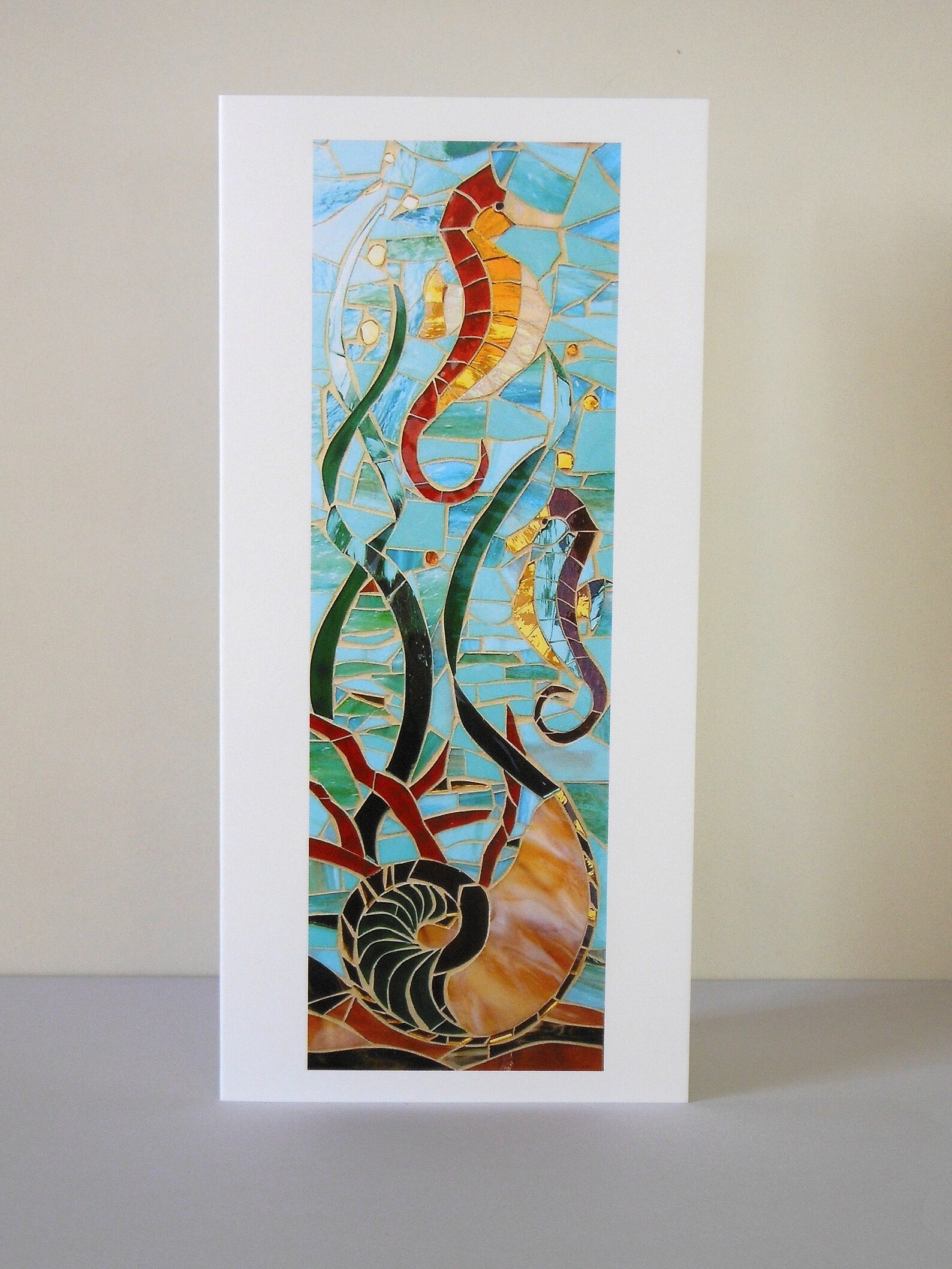 Blue Snail Card - Mosaic Art - Fossil Shell Card - Snail Shell Card ...